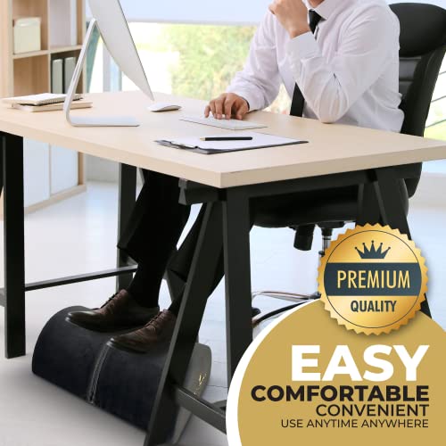 Gentlemen's Lounge Footrest - Expandable Office Foot Rest Under Desk for Widespread Sitting - Premium Foam, Moisture-Wicking Cotton Blend, Back and Hip Pain Relief, Foot Support