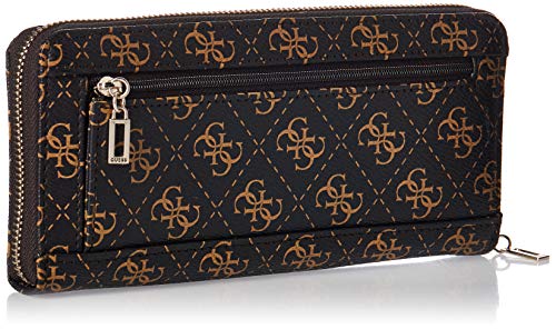 GUESS womens,Polyurethane Noelle Large Zip Around Wallet, Brown Logo, One Size US