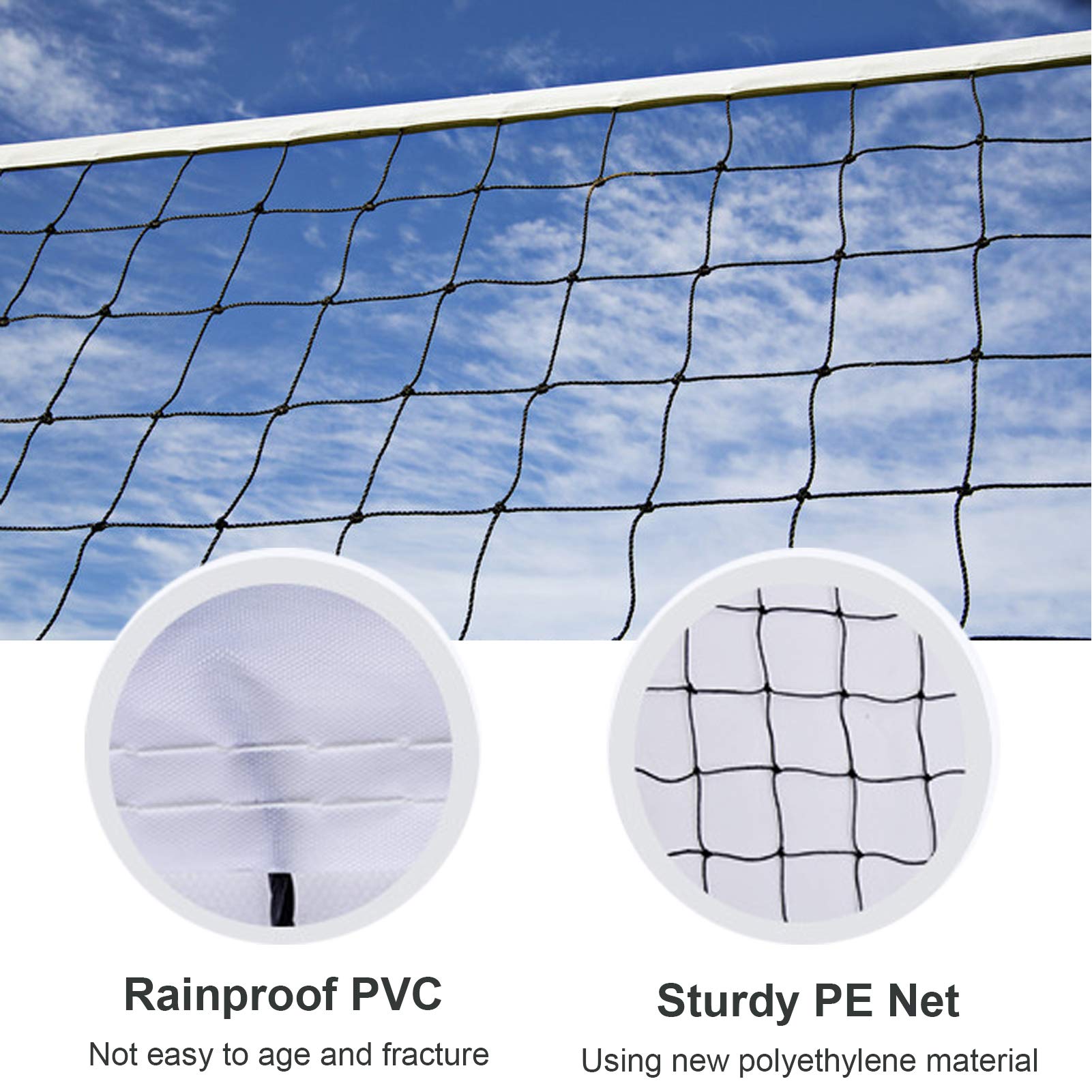 Glodwheat Volleyball Net Replacement Net for Indoor Outdoor Gardens Campus Backyard Sports Beach Swimming Pool Beach Portable Game Standard Size (32 FT x 3FT)