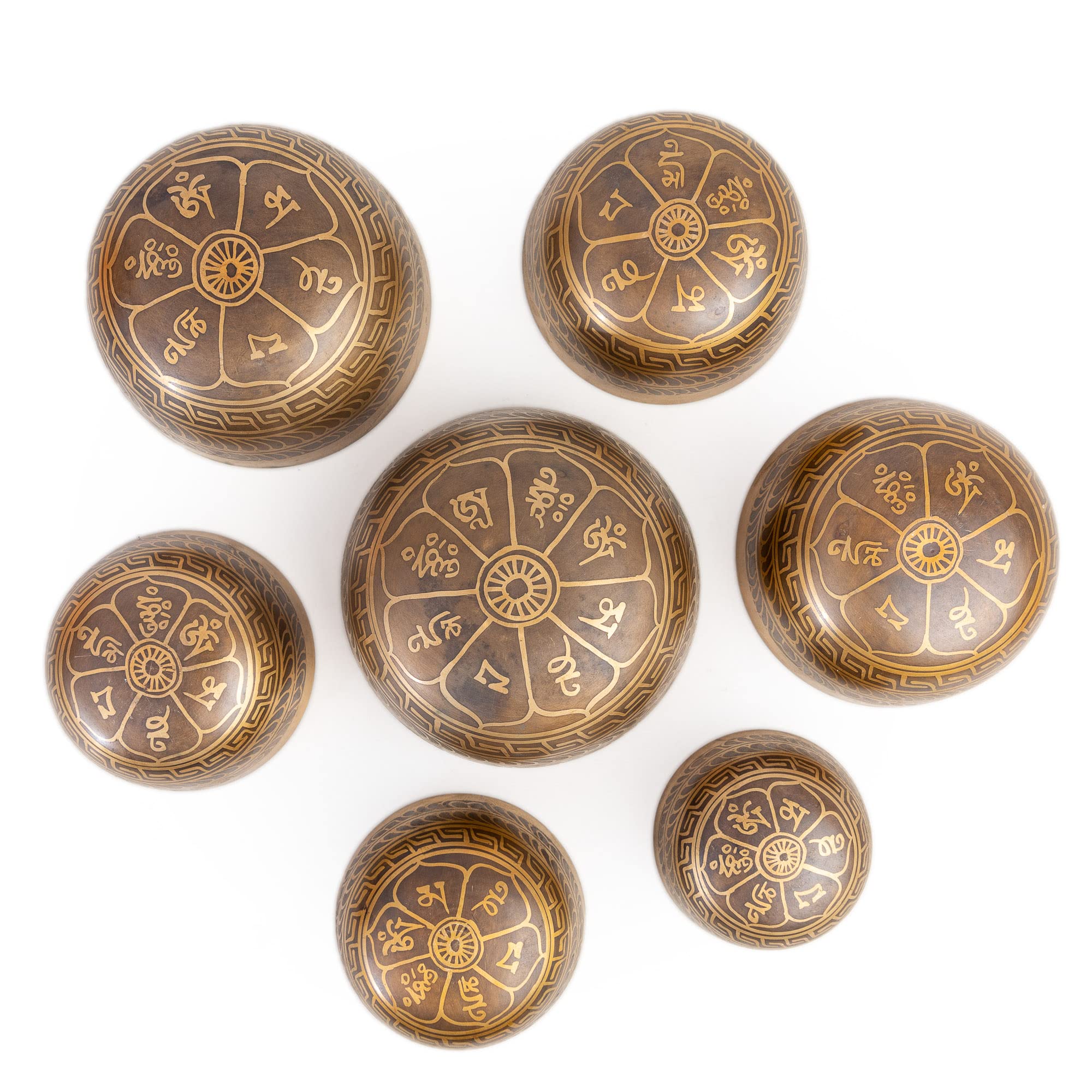 Himalayan Bazaar Tibetan Singing Bowls Set Of 7 Bronze for Meditation Mindfulness with Carry Box