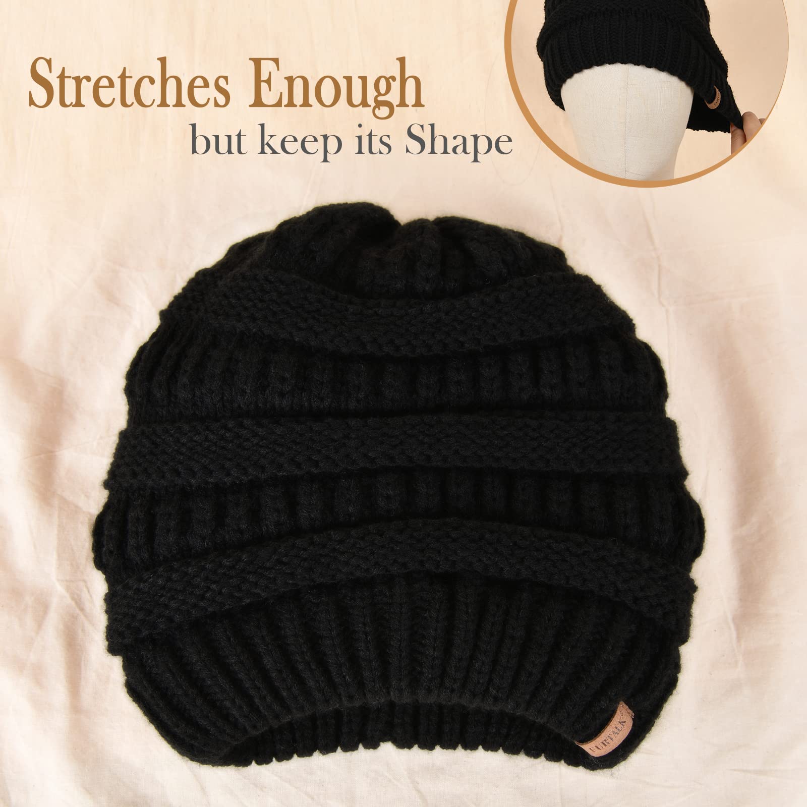 FURTALK Winter Hats for Women Slouchy Fleece Lined Hats Thick Knitted Cap