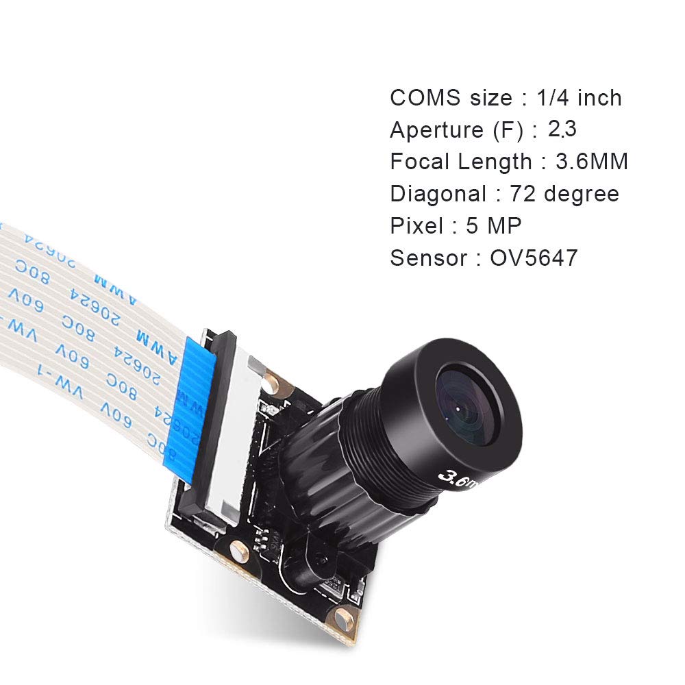 for Raspberry Pi 4 B Camera Wide Angle 175 FOV Night Vision Module 5MP OV5647 Video Webcam Built- in IR-Cut Automatically Switching Day/Night Vision for Raspberry Pi 3B/3B+ 2B B+ Pi Zero/Zero W