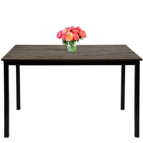 FurnitureR 63-Inch Dining, Large Extendable Kitchen, Solid Wood Rectangular Farmhouse Table, Grey