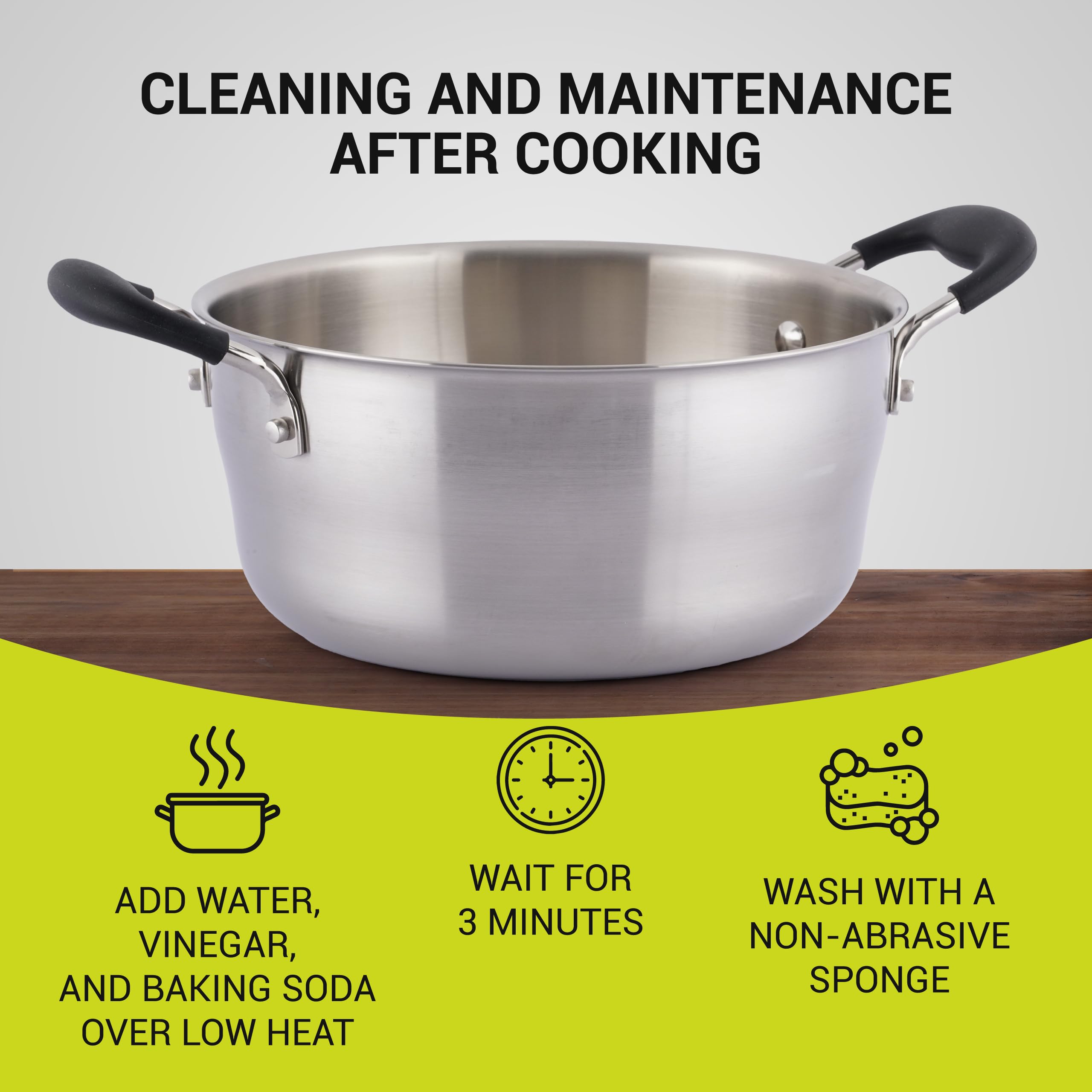 Universal UHL 4.2 Quart Stock Pot, 5-Ply Surgical Stainless Steel, Premium Sauce Pan with Lid, Compatible with All Stoves