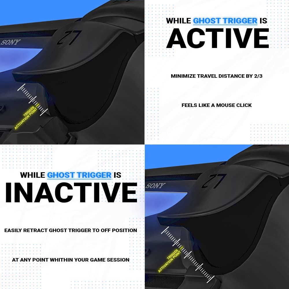 Ghost Trigger Stops | Retractable Trigger Stops for PlayStation Dualshock 4 (PS4) Controller | Black.