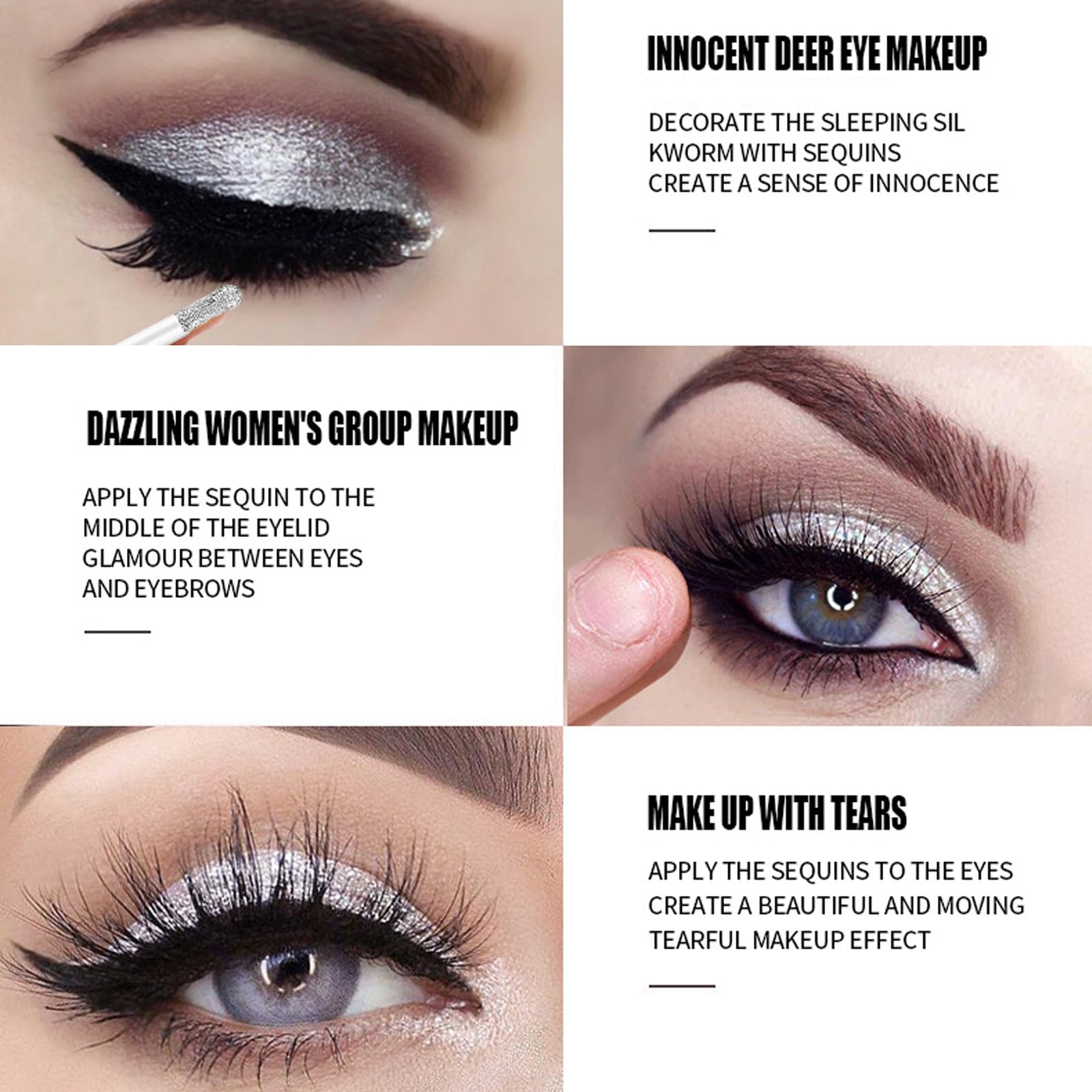 Glitter Eyeshadow, Silver Glitter Eyeliner, Face Glitter, Diamond Glitter Eyeshadow, Shimmer Liquid Eyeshadow, Long-Lasting, Waterproof, Quick-Drying, Glitter Eyeliner Sparkling Eyeshadow For Women
