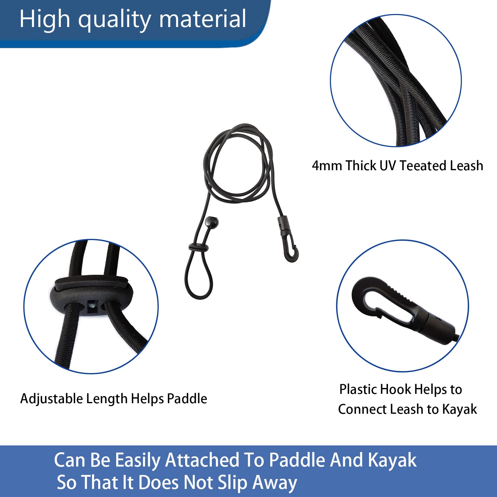 GuiPQS Kayak Paddle Leash Fishing Rod Paddle Leash Paddle Leash Paddle Holder Tool Lanyard Adjustable Canoe Paddle Fishing Rod Leash (6 Pack)