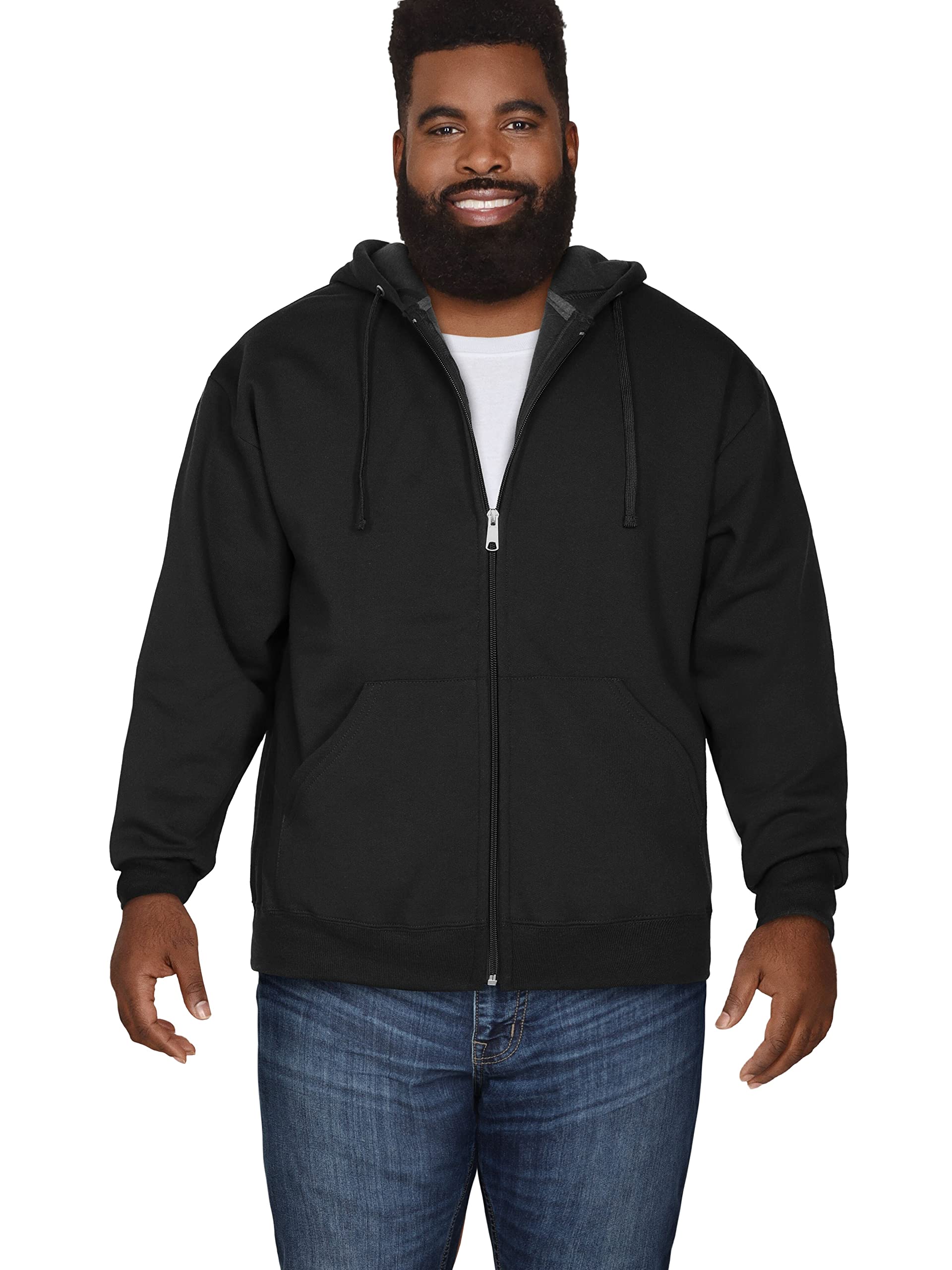 Fruit of the Loom Men's Eversoft Fleece Sweatshirts & Hoodies, Full Zip-Black, X-Large