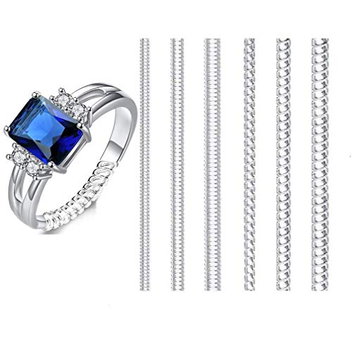 FuXing Ring Size Adjuster for Loose Rings Invisible Transparent Silicone Guard Jewelry Tightener Resizer 6 Sizes Fit Almost Any Rings 6 Pack
