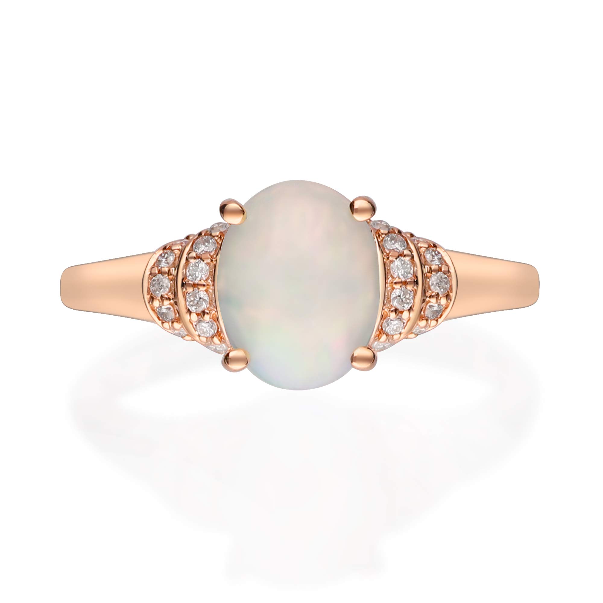 Gin & Grace 14K Rose Gold Natural Opal Diamond (SI1) Propose Promise Ring for Women