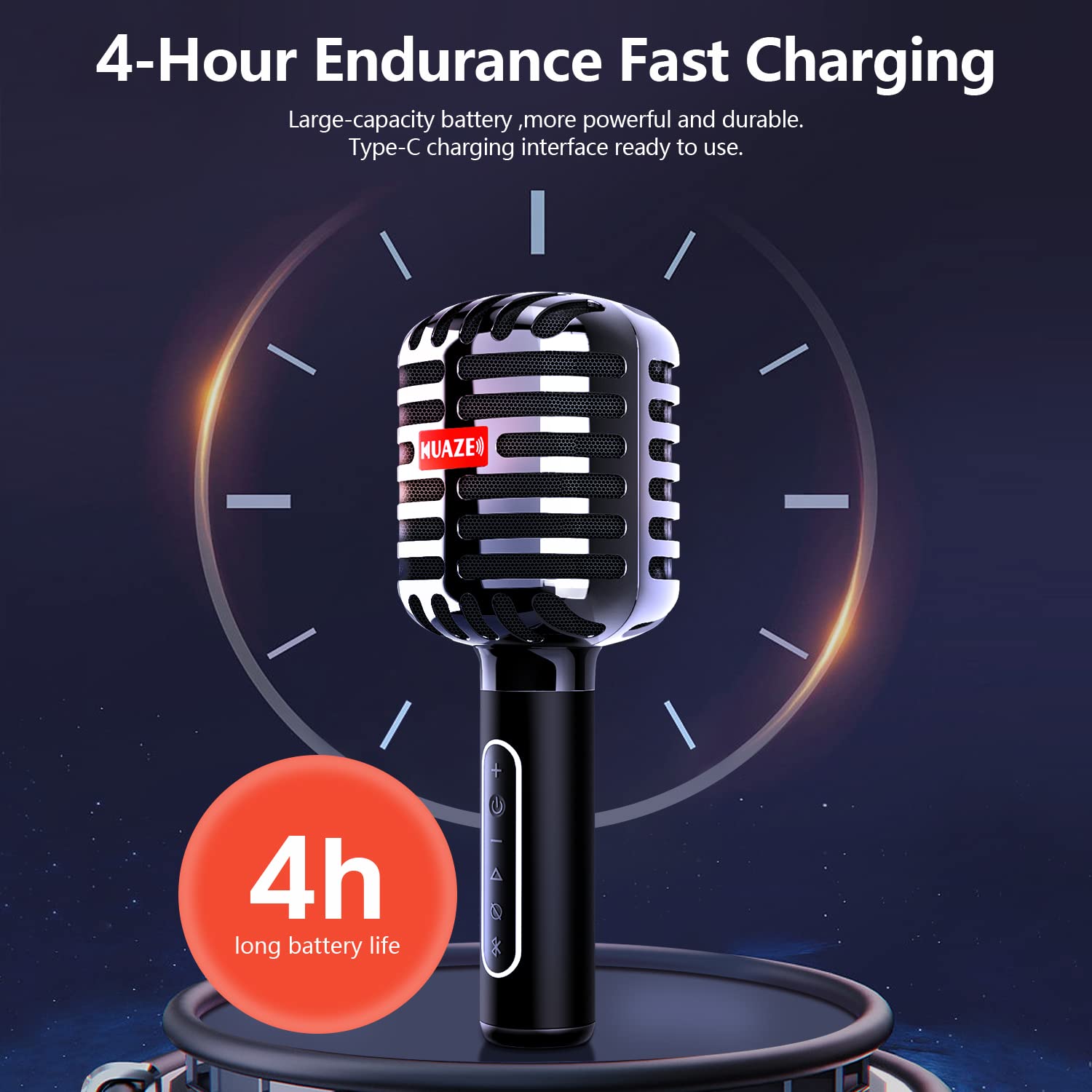 HUAZE Wireless Bluetooth Karaoke Microphone Portable Handheld Karaoke Singing Speaker Microphone Mini Karaoke Machine System for Kids and Adults Connected PC Devices Smart TV/All Smart Phones