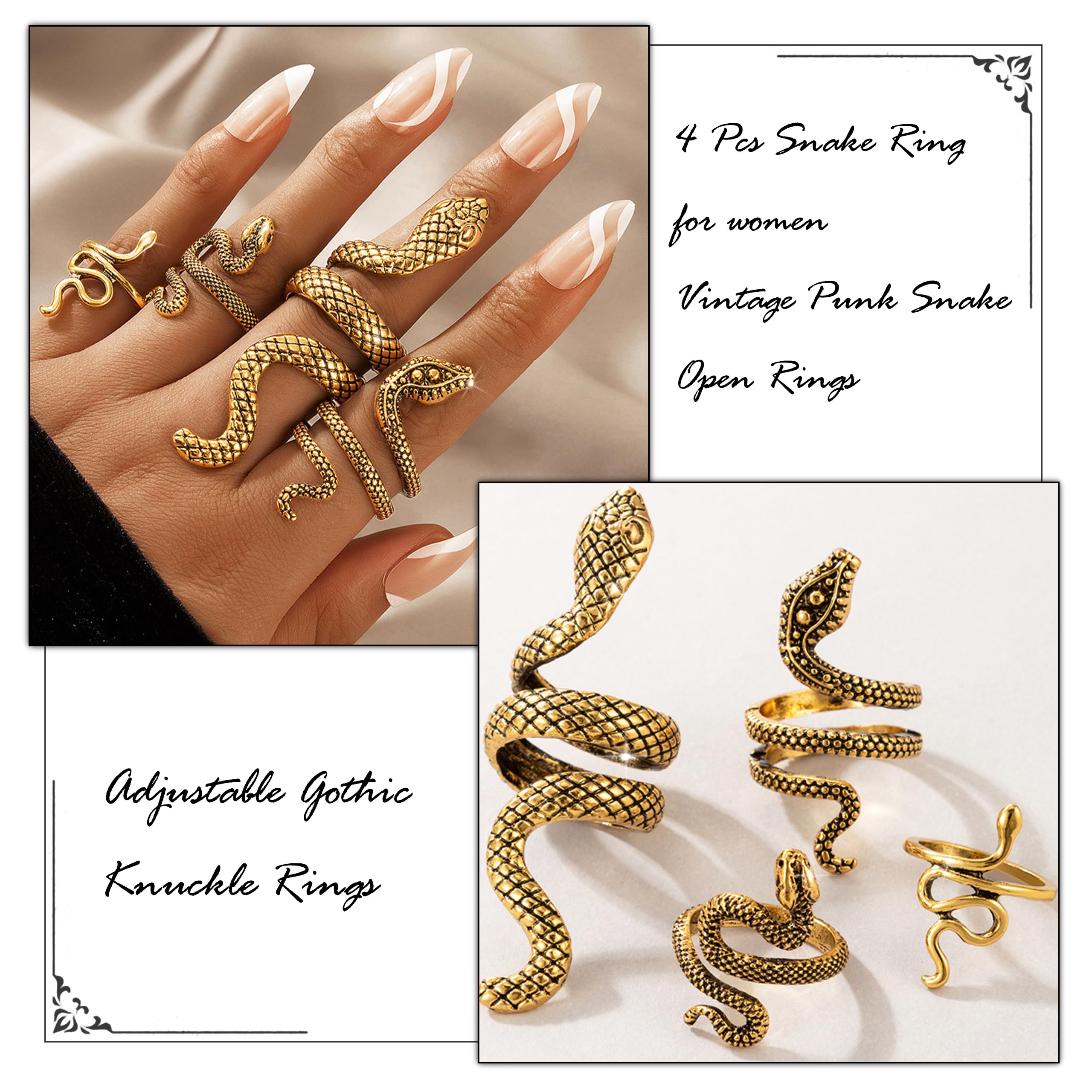 Frodete 9-15PCS Knuckle Stacking Rings Set for Women Gifts Crystal Rhinestone Finger Statement Ring Sets Vintage Snake Knot Mid Rings for Women Stackable Rings Jewelry