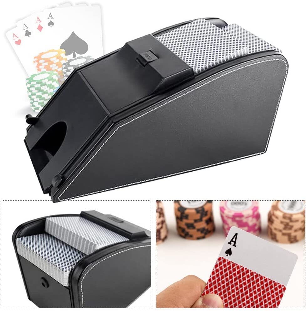 HaroldDol Card Shuffler 2 Deck Automatic Card Dealer Machine Playing Card Dispenser for Bridge Cards, Paper Cards, and Plastic Cards