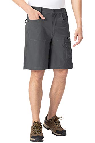 Gopune Men's Lightweight Quick Dry Shorts Workout Running Gym Cargo Shorts (Deep Grey,36)