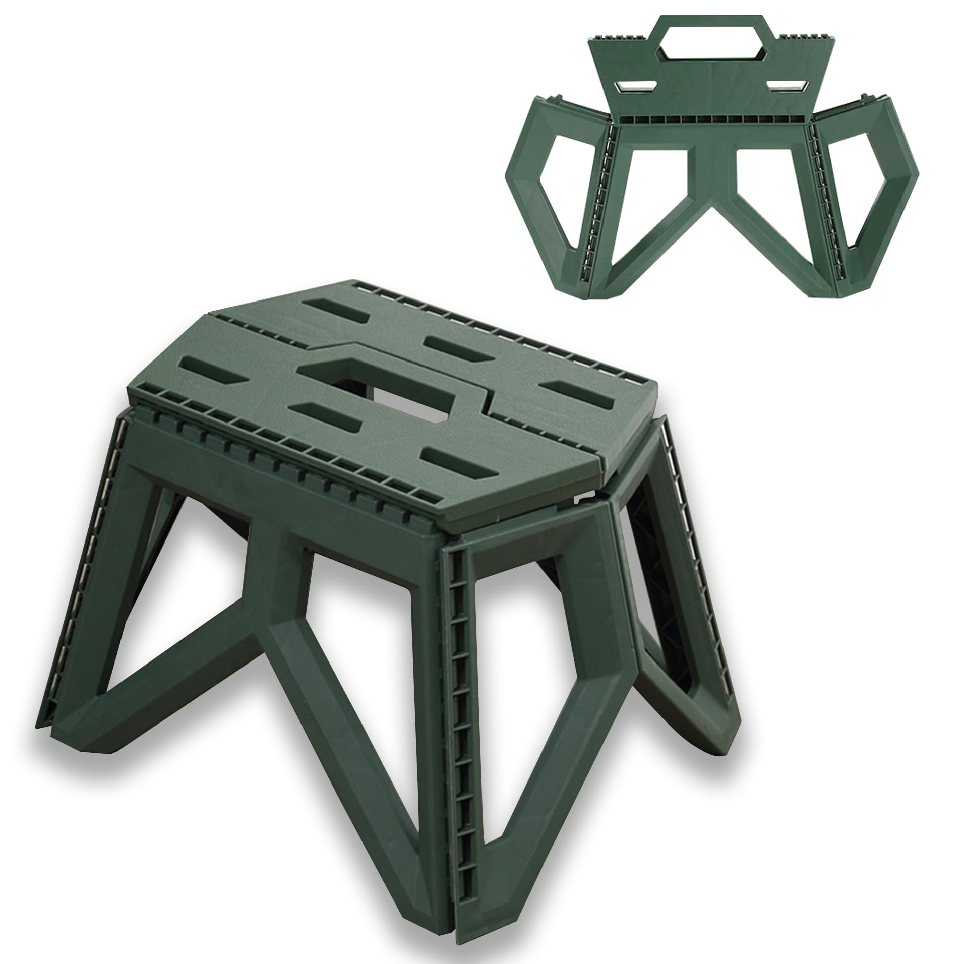 Folding Step Stool - Foldable Foot Stool with 9Inch Height, Holds Up to 300lbs, Lightweight Plastic Foldable Step Stool for Kids & Adults, Use in The Kitchen, Picnic, Bathroom & Outdoor. (Black)