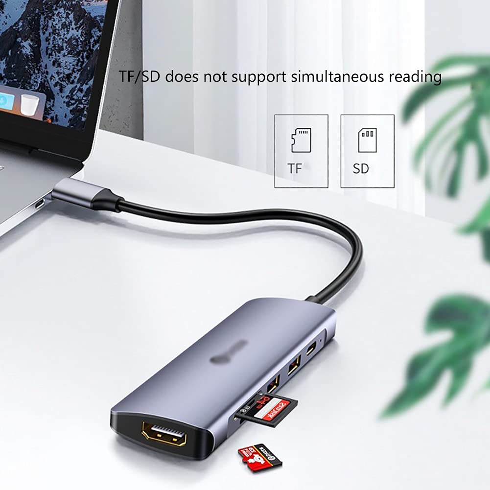 Hub Dock Adapter USB C Docking Station Powered USB Hub Data 6 in 1 with 4K HDMI, SD/TF Card Reader, USB 3.0 Ports, USB 2.0 Ports, PD 87W Computer Accessories