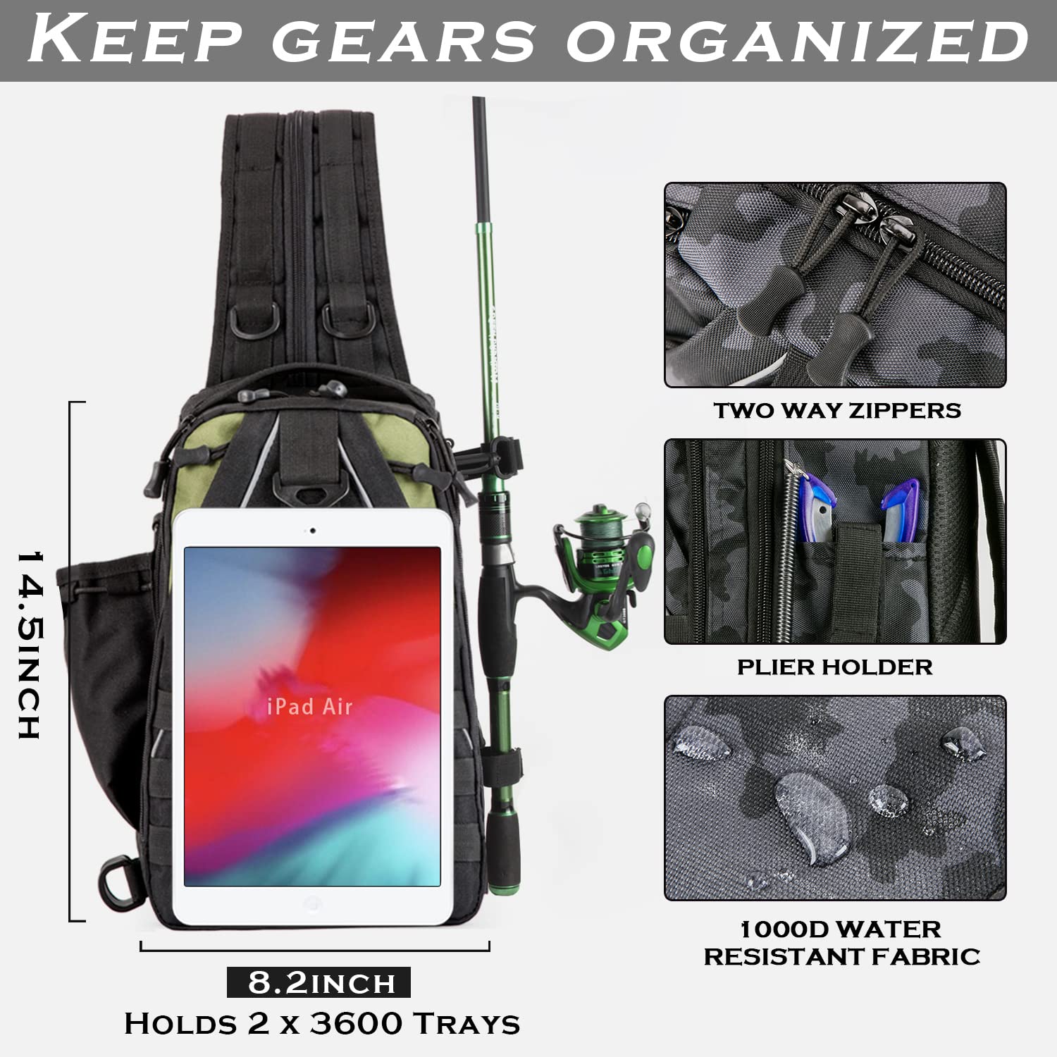 Ghosthorn Fishing Backpack with 2 3600 Tackle Boxes, Fishing Tackle Bag with Tackle Tray Box Included