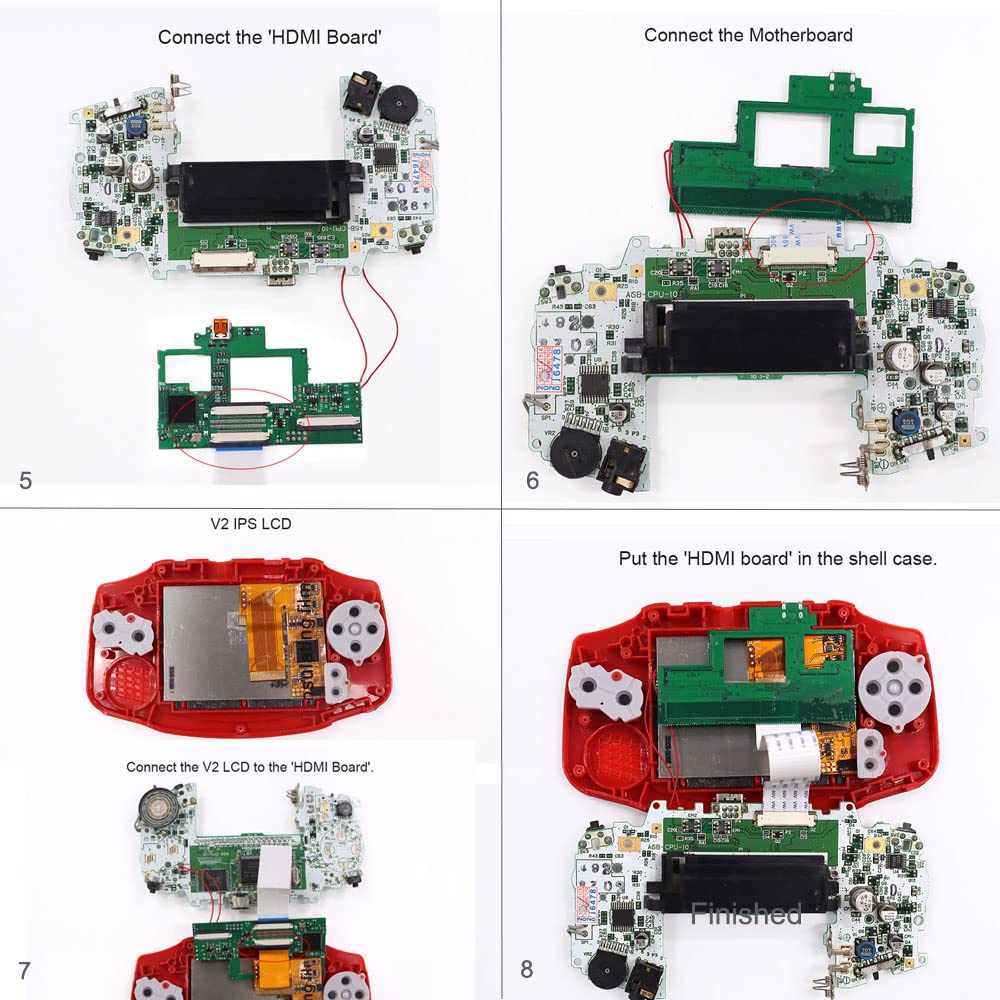 HISPEEDIDO HDMI Mod Kits Adapter PCB Kits TV Converter USB to HDMI Accessories Compatible with GameBoyAdavanceGBA 40Pin