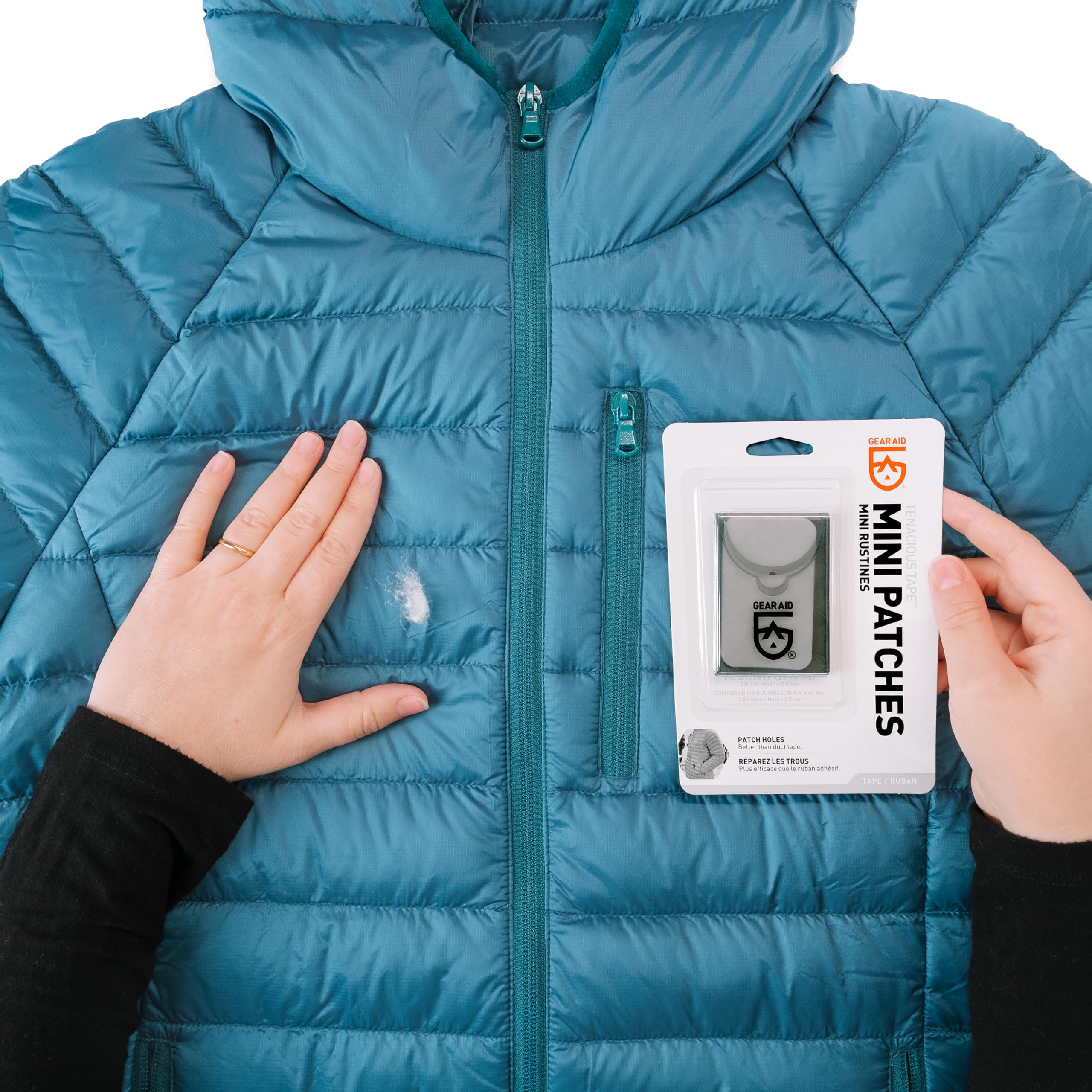 GEAR AID Tenacious Tape Mini Patches to Repair Jackets, Tents and Rain Gear, Black and Clear, 1.5β x 2.5β, 2 Pack