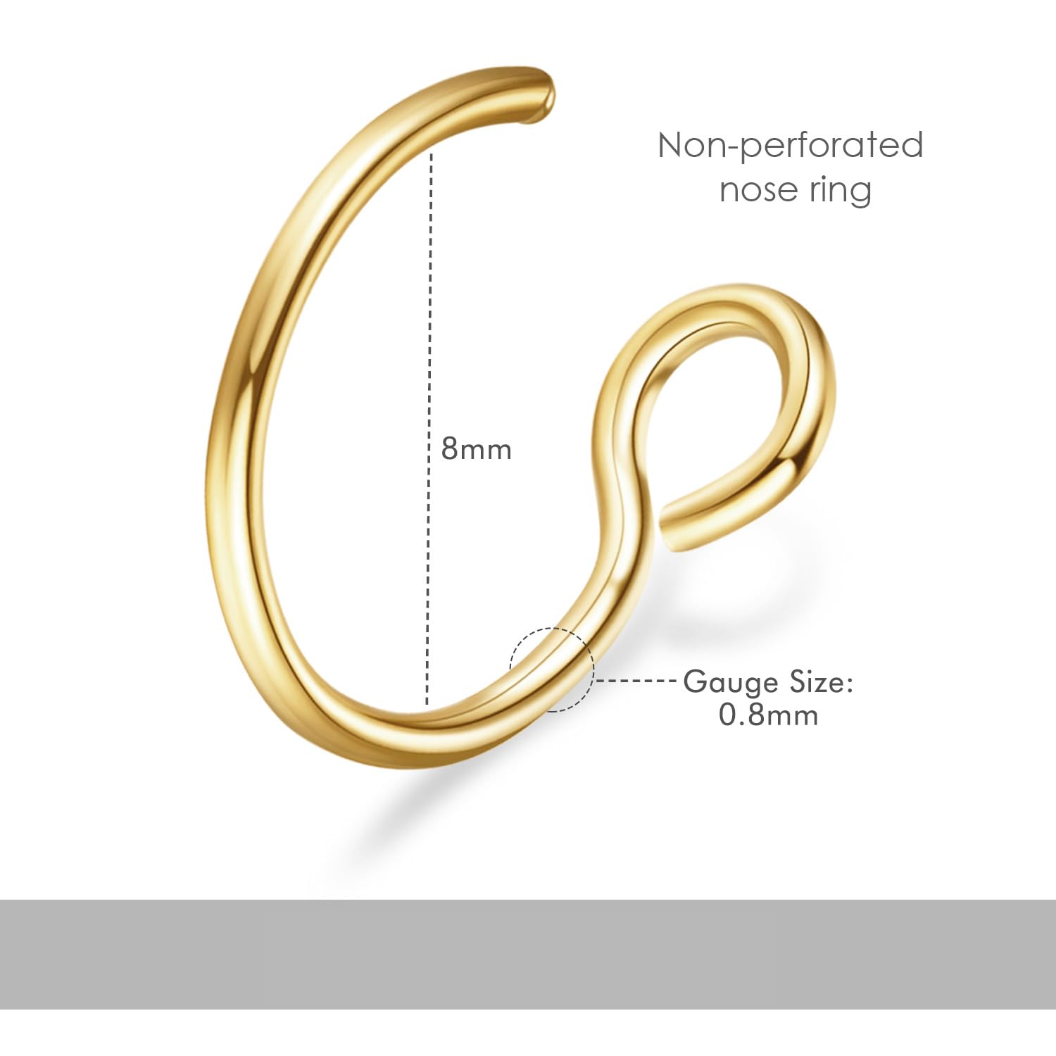 GIULIA LEONI 14K Gold Nose Ring Hoop for Women, 20G Nose Piercing Jewelry, Stainless & Hypoallergenic Nose Rings (gold)