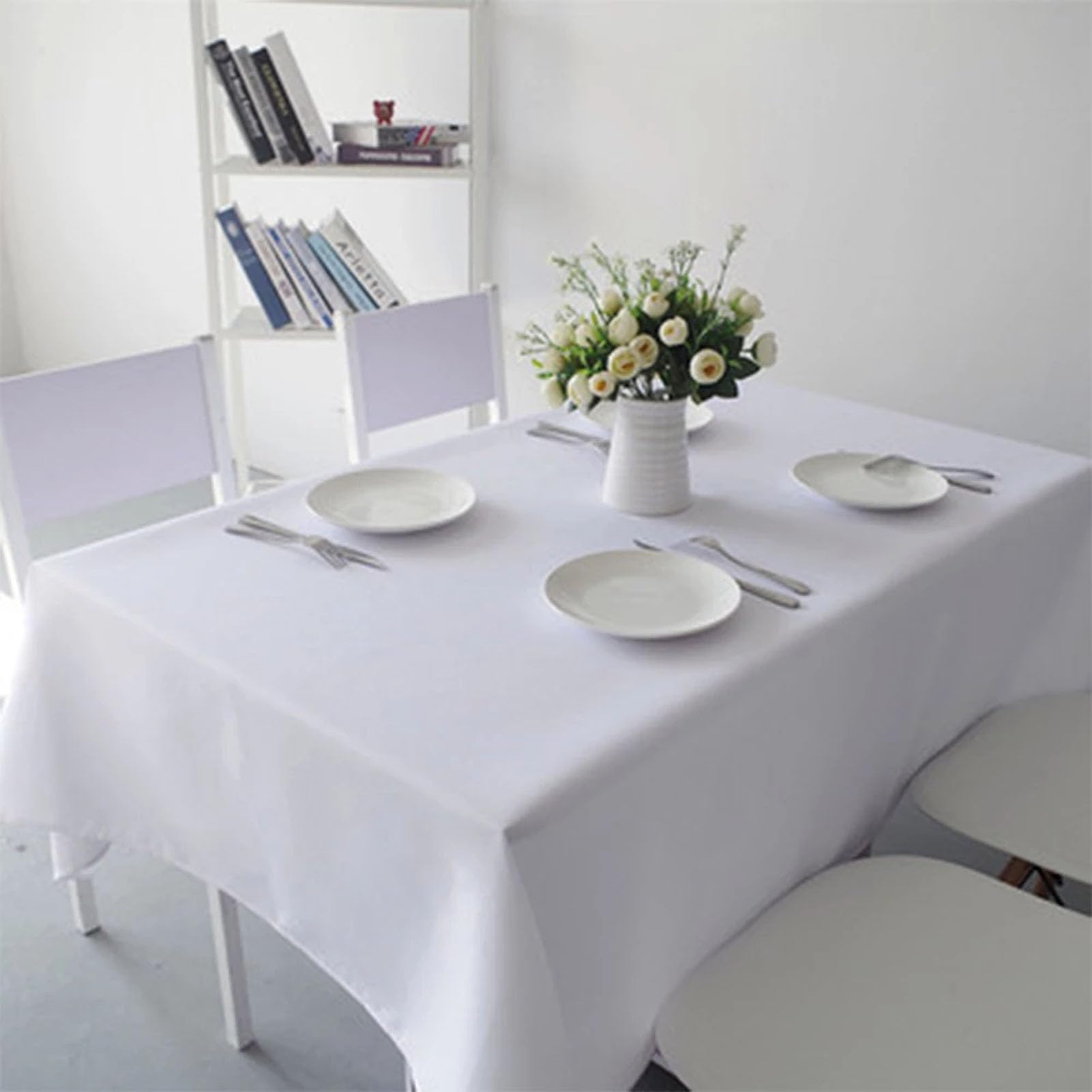 Haewlear 6 Pack White Tablecloths for Rectangle Tables 60 x 102 Inch,Wrinkle Resistant Polyester Table Cloth for 6 Foot Table,Polyester Fabric Table Covers for Wedding, Party, Banquet