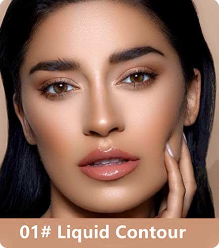 Go Ho 3PCS Liquid Contour&Blush&Highlighter Beauty Wand,Blendable Super Silky Cream Contour Stick,Face Moisturizing Contour Blush Stick with Fine Cushion Applicator,Cruelty-free,01# Contour &07#Blush&05Highlighter