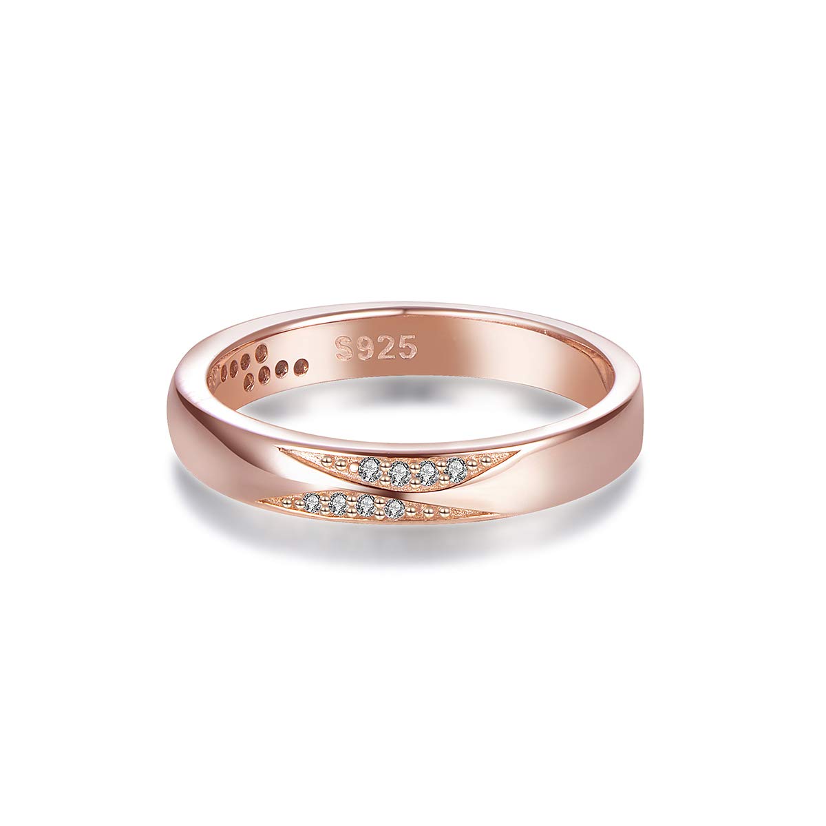 GW Women Silver Ring 925 Sterling Silver Band Rings for Women Retro Style Statement Rings in Size 5/6/7/8 (Rose-gold, 6)