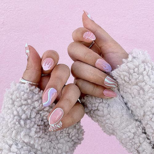 Glamnetic Press On Nails - Wild Card | Opaque UV Finish Short Pointed Almond Shape, Reusable Pastel Nails in 12 Sizes - 24 Nail Kit with Glue
