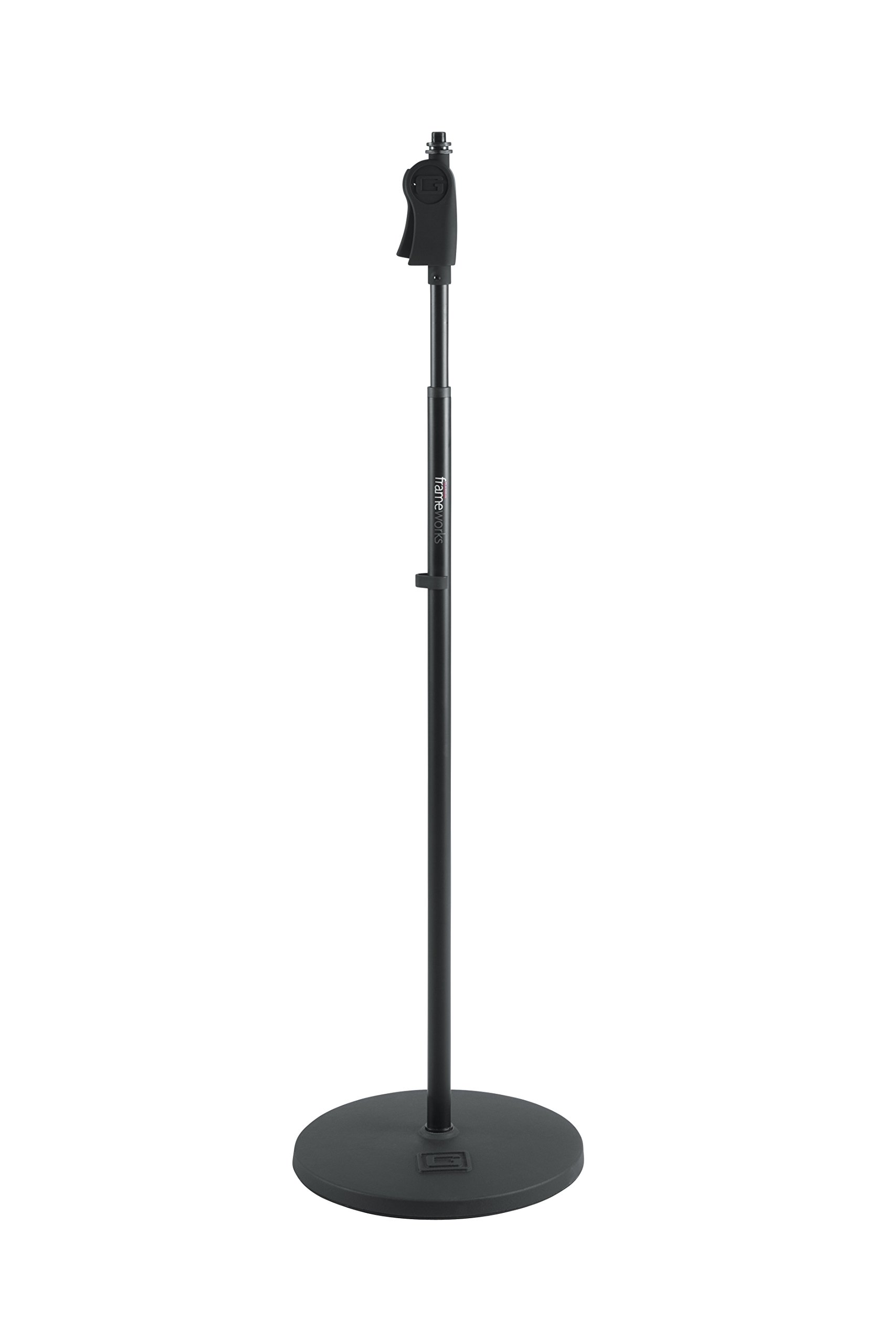 Gator Frameworks Microphone Stand with 12" Weighted Base and Deluxe Soft Grip Squeeze Height Adjustment (GFW-MIC-1201), 12" Weighted Base - Deluxe Height Adjust, Black