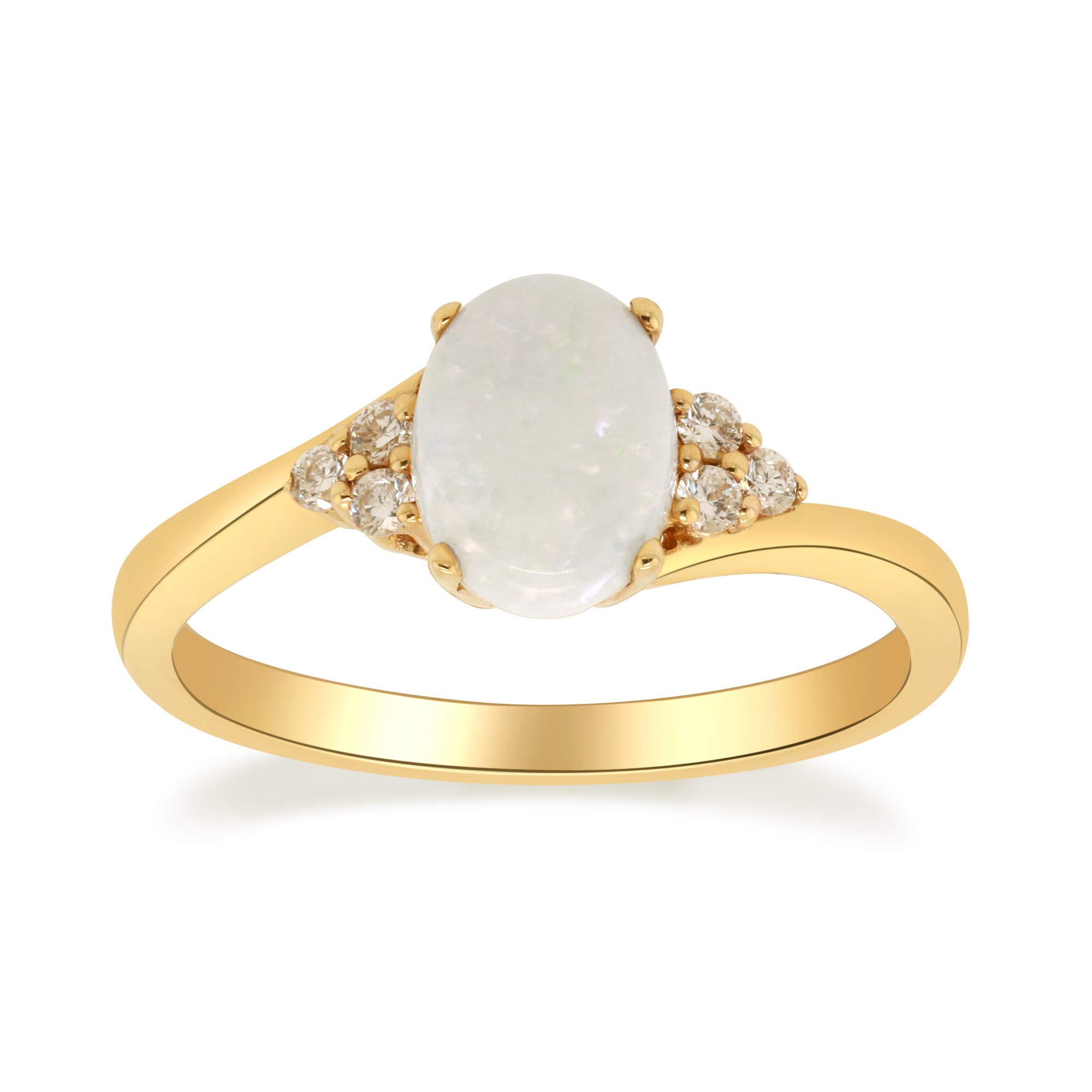 Gin & Grace 10K Yellow Gold Natural Opal Diamond (I1,I2) (Size 7) Propose Promise Ring for Women