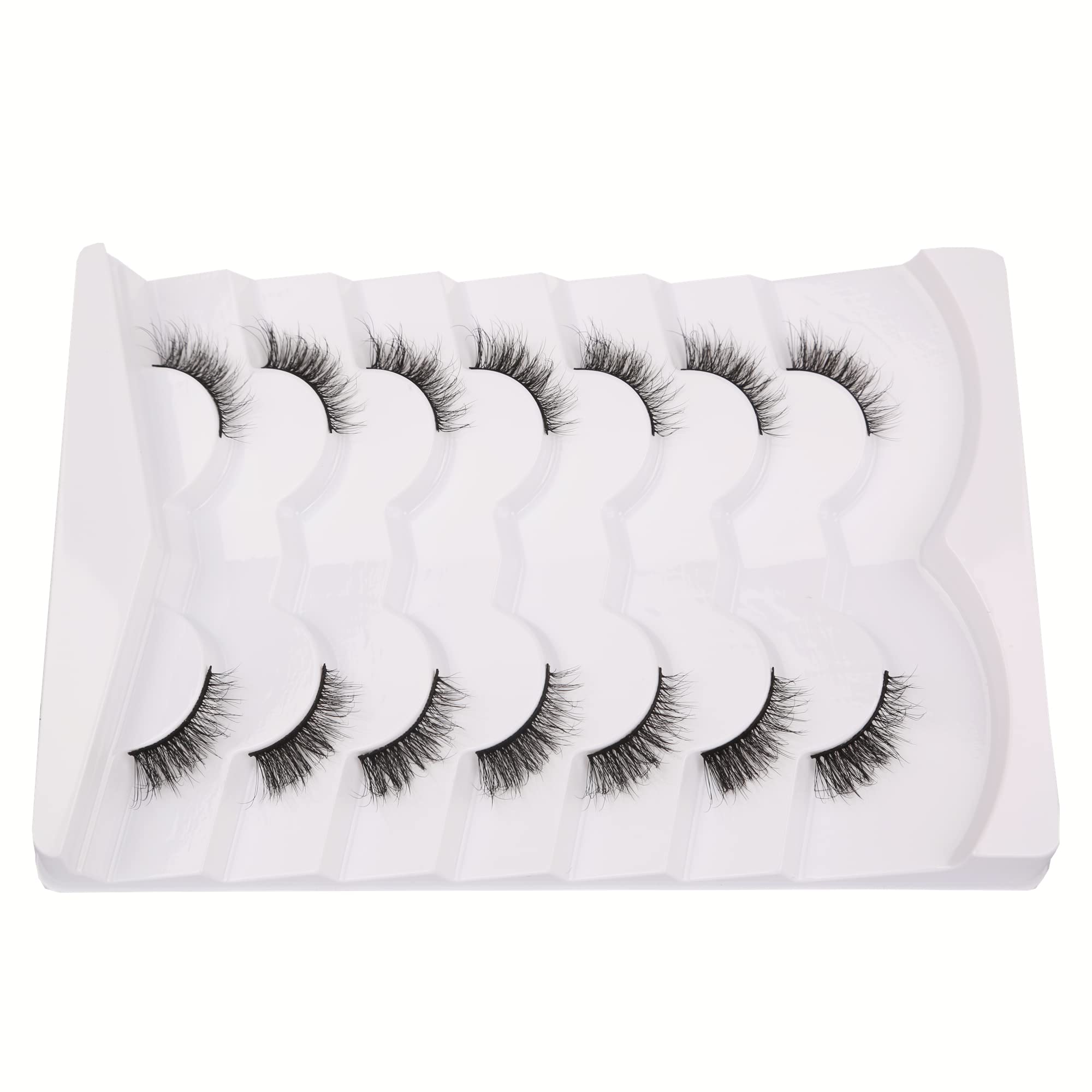 GMAGICTOBO Fluffy Half Lashes Wispy Short False Eyelashes Natural Look Cat Eye Lashes Pack 3D Criss-Crossed Lashes Strips 7 Pairs Multipack