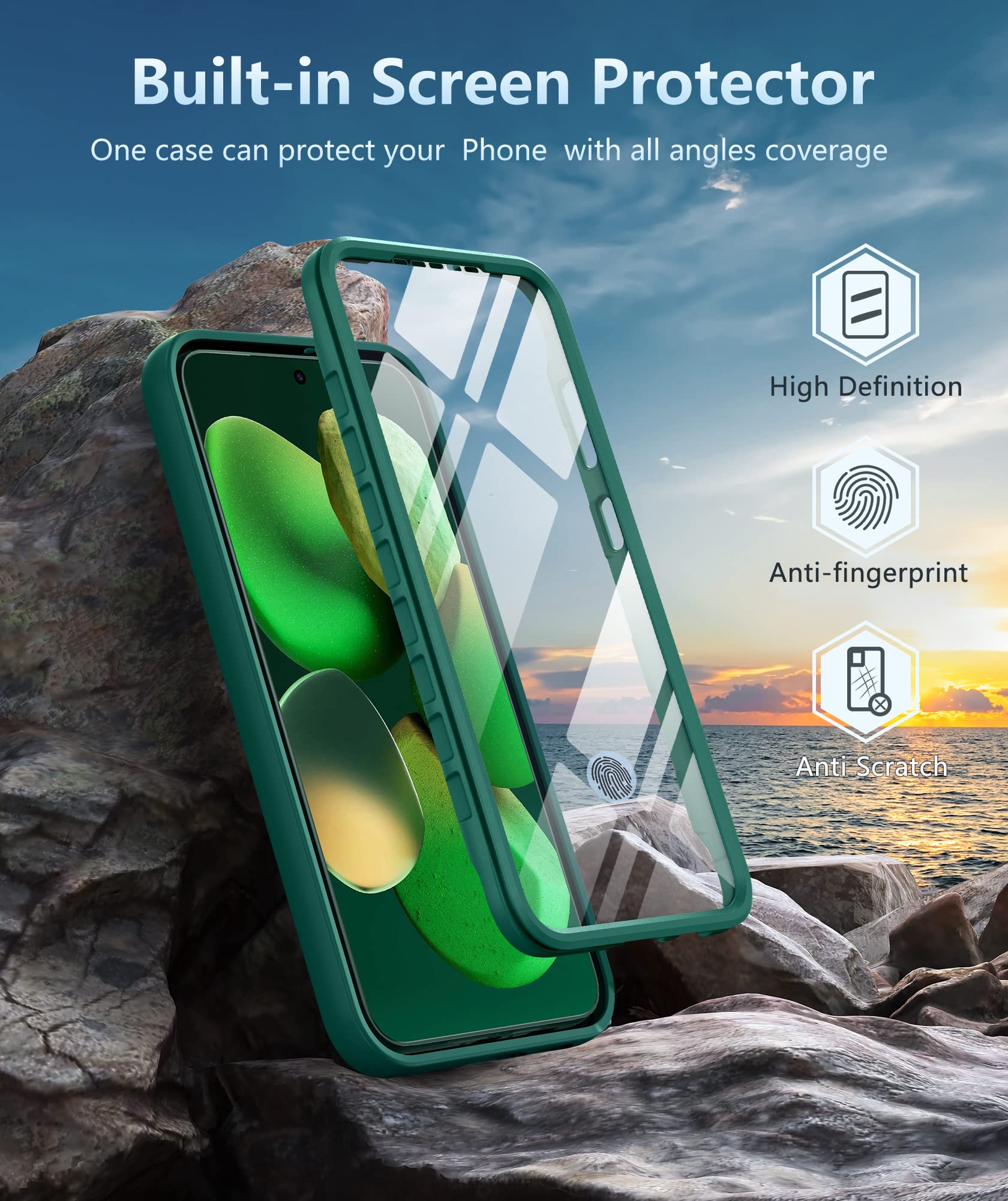 FNTCASE for Samsung Galaxy S23 Case: Military Grade Drop Proof Protection Mobile Cover with Built-in Screen Protector | Rugged Shockproof TPU | Protective Sturdy 5G Phone Case 6.1'' - Black