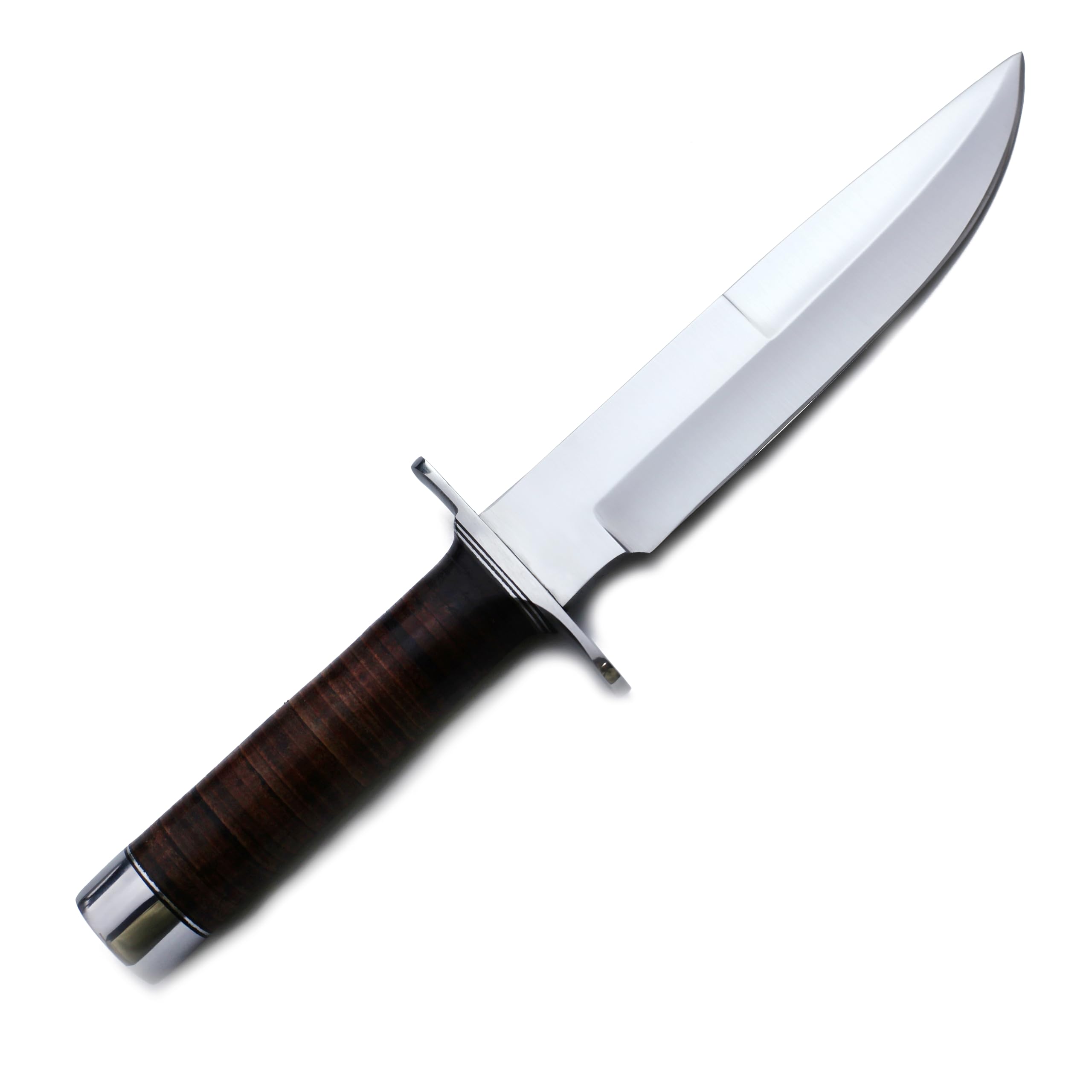 GCS Handmade Stacked Leather Handle D2 Tool Steel Tactical knife Hunting Knife Camp Knife with leather sheath Full tang blade designed for Hunting & EDC GCS 147