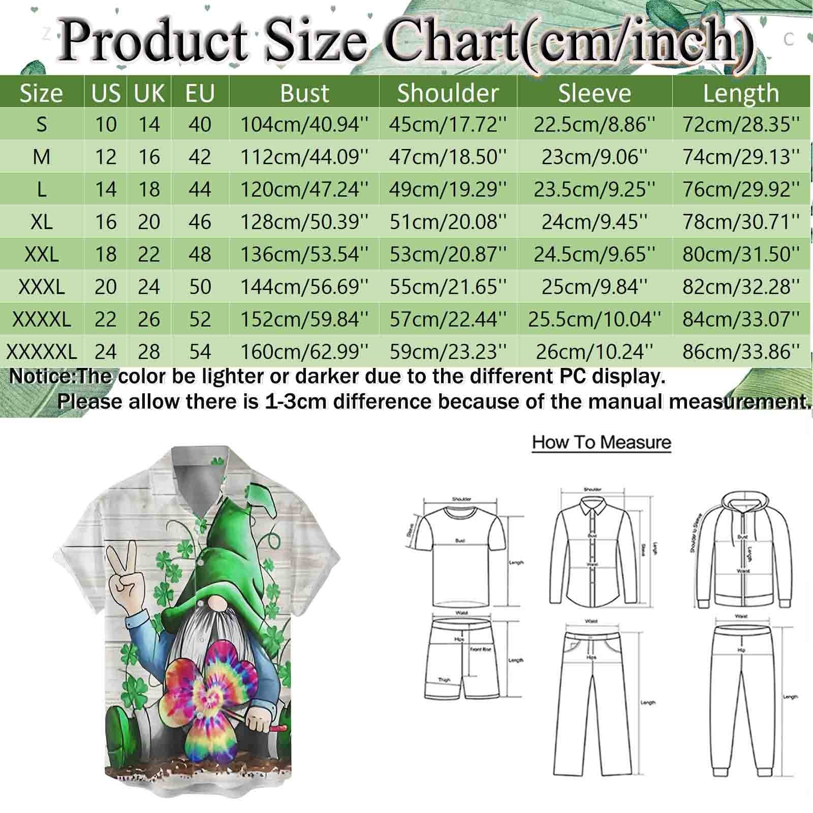 Hawaiian Shirt for Men, Unisex Summer Beach Casual Short Sleeve Button Down Shirts, St Patricks Day Shirt Clothing Tops