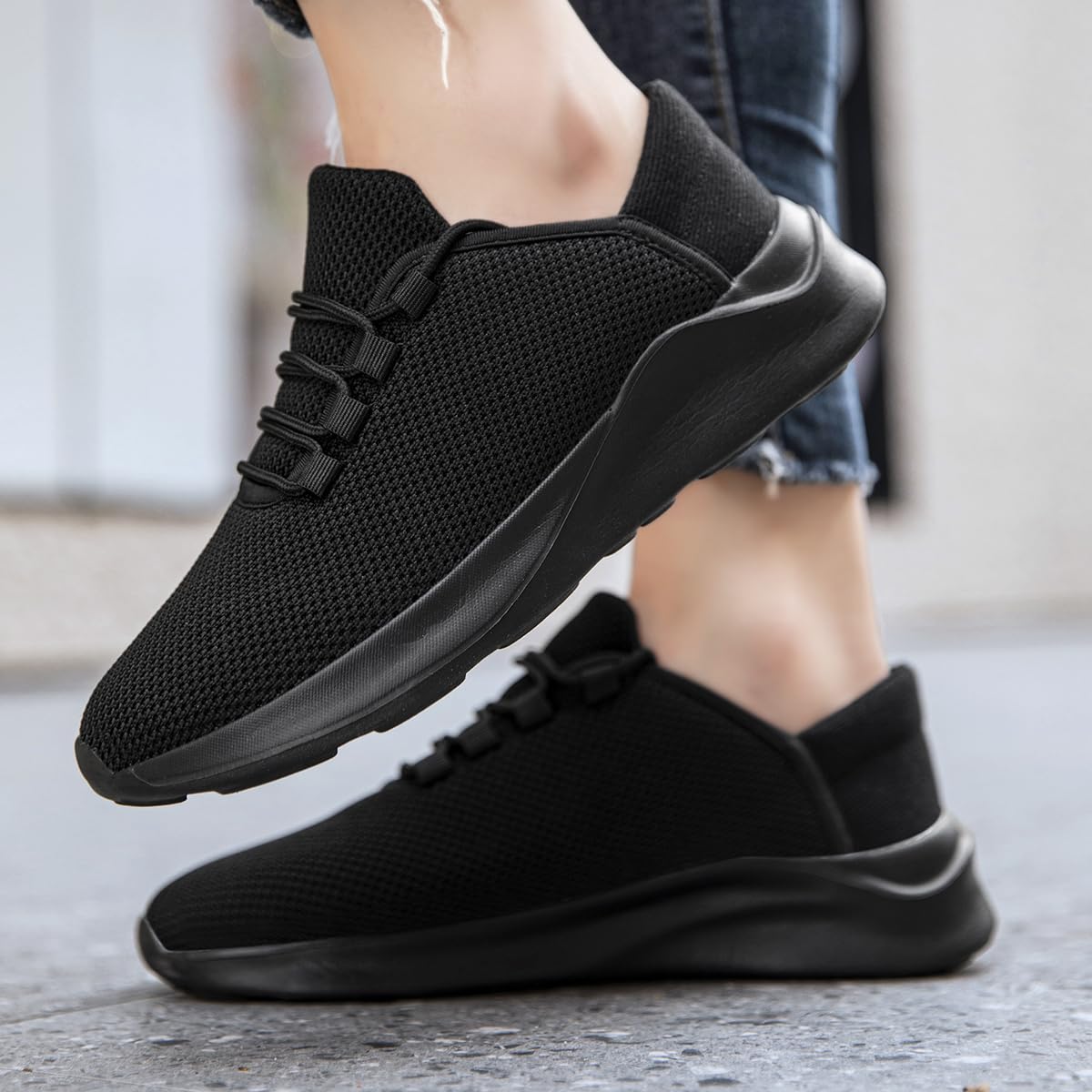 HIIGYL Womens Running Shoes Lightweight Breathable Walking Sneakers Athletic Workout Gym Tennis Shoes All Black Size 9