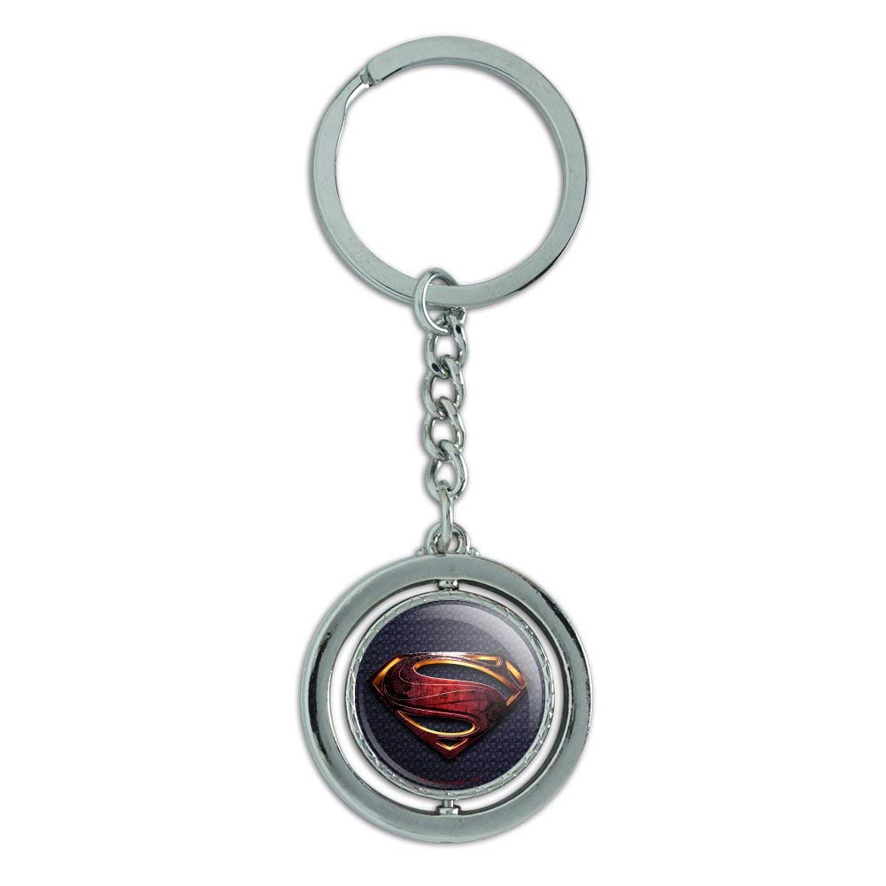 GRAPHICS & MORE Justice League Movie Superman Logo Keychain Spinning Round Chrome Plated Metal