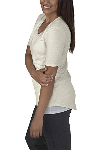Fruit of the Loom womens Essentials French Terry Pants and Tri-blend Tees T Shirt, V-neck - White Fleck, Large US