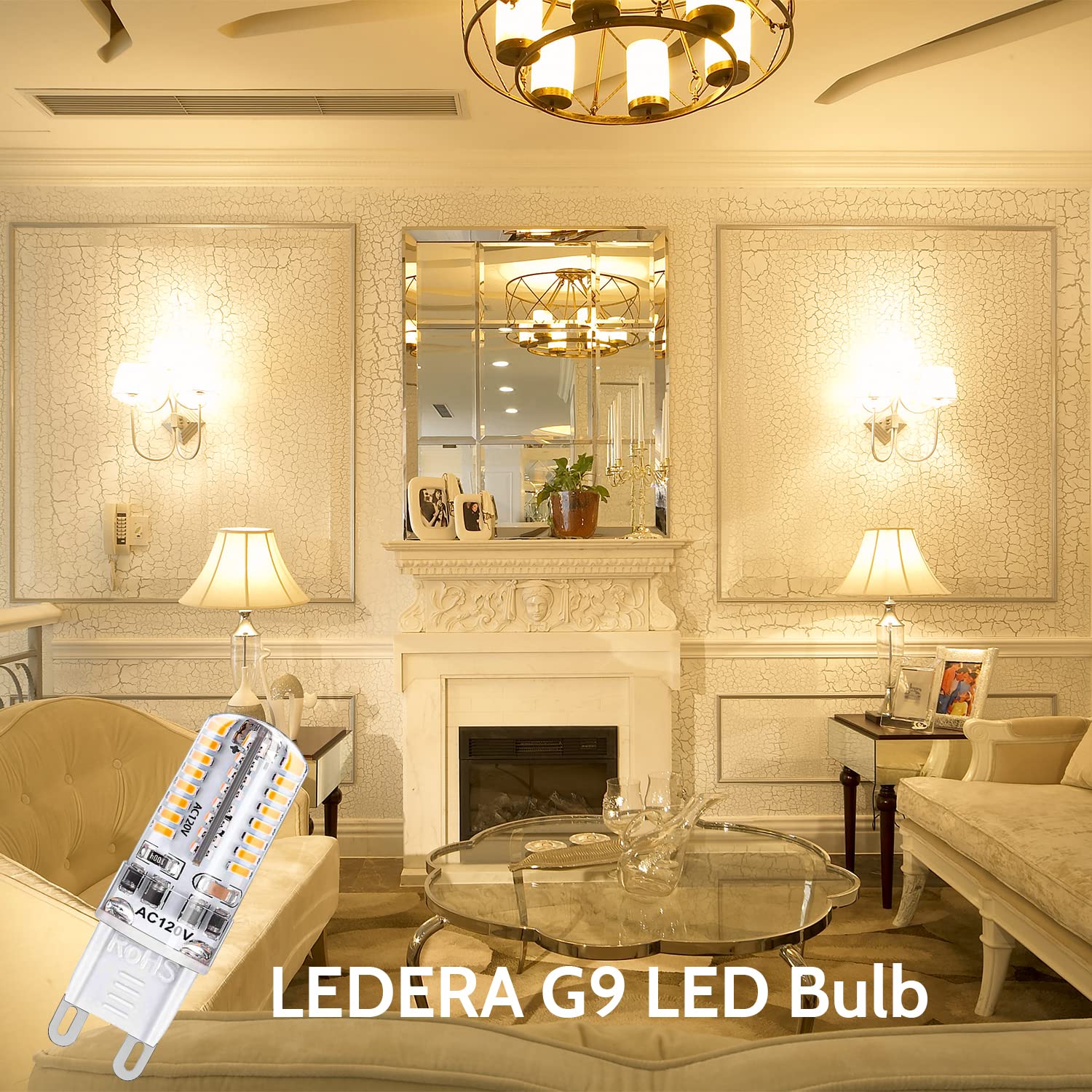 G9 LED Bulb Dimmable, 4W G9 Base Chandelier Light Bulb, 40W Halogen Equivalent, 3000K Warm White, No Flicker, 350LM, 360° Beam Angle for Lighting, 10-Pack
