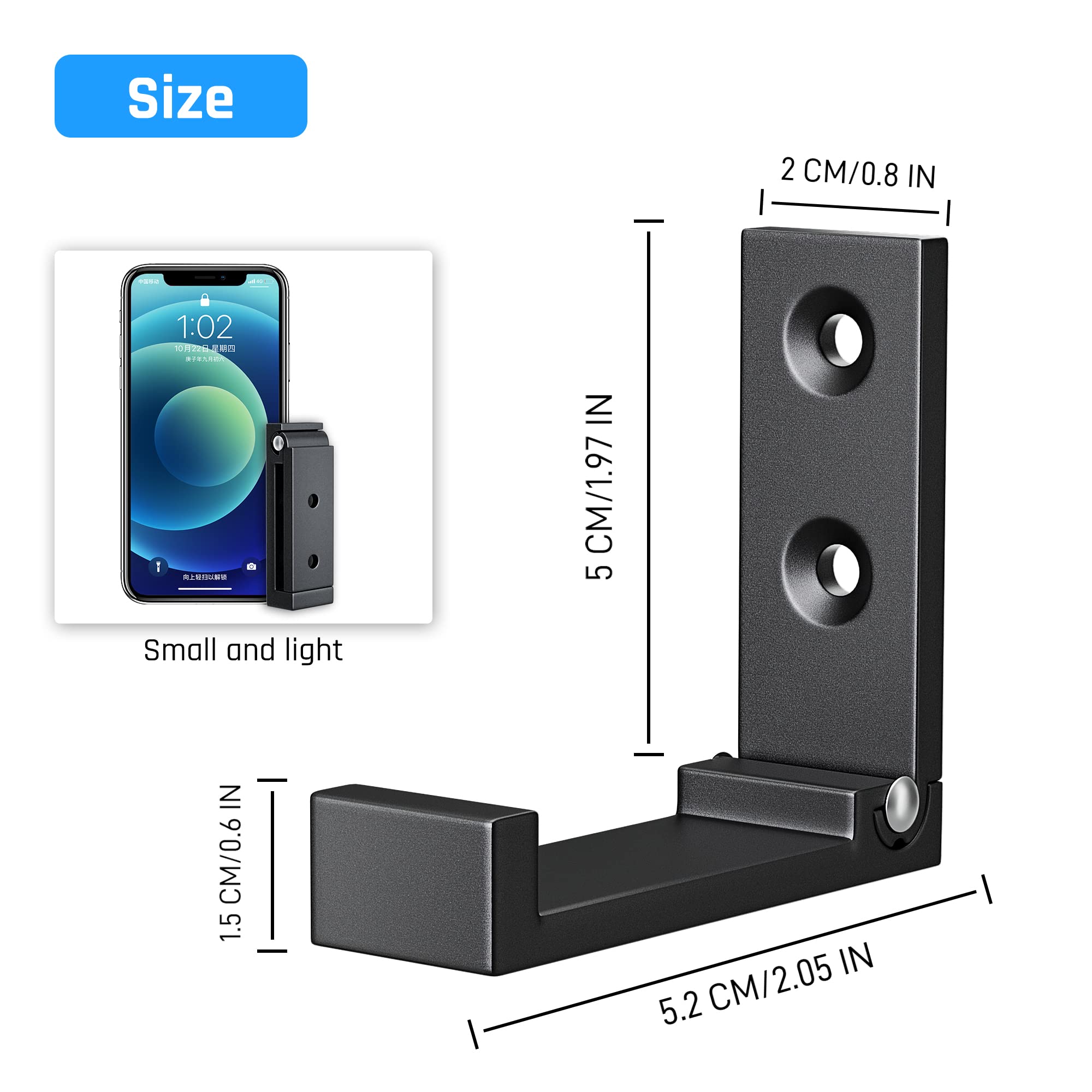 GLDRAM VR Wall Mount for Oculus Quest 2, Folding VR Headset Wall Hooks for Meta Quest 2, VR Stand Hanger Accessories Bundles with Screws, Black Stand Bracket Storage Clothes and Cooker - 3 PCS