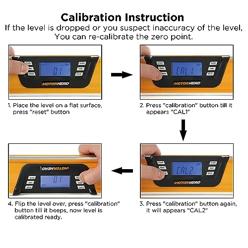 MOTORHEAD 48-Inch 0°-360° SMART DIGITAL Level, LCD Screen, Audible Alerts, Water, Dust & Shock Resistant, Magnetic Bottom, Includes Bag, High-Visibility, Solid-Milled Aluminum, USA-Based Support