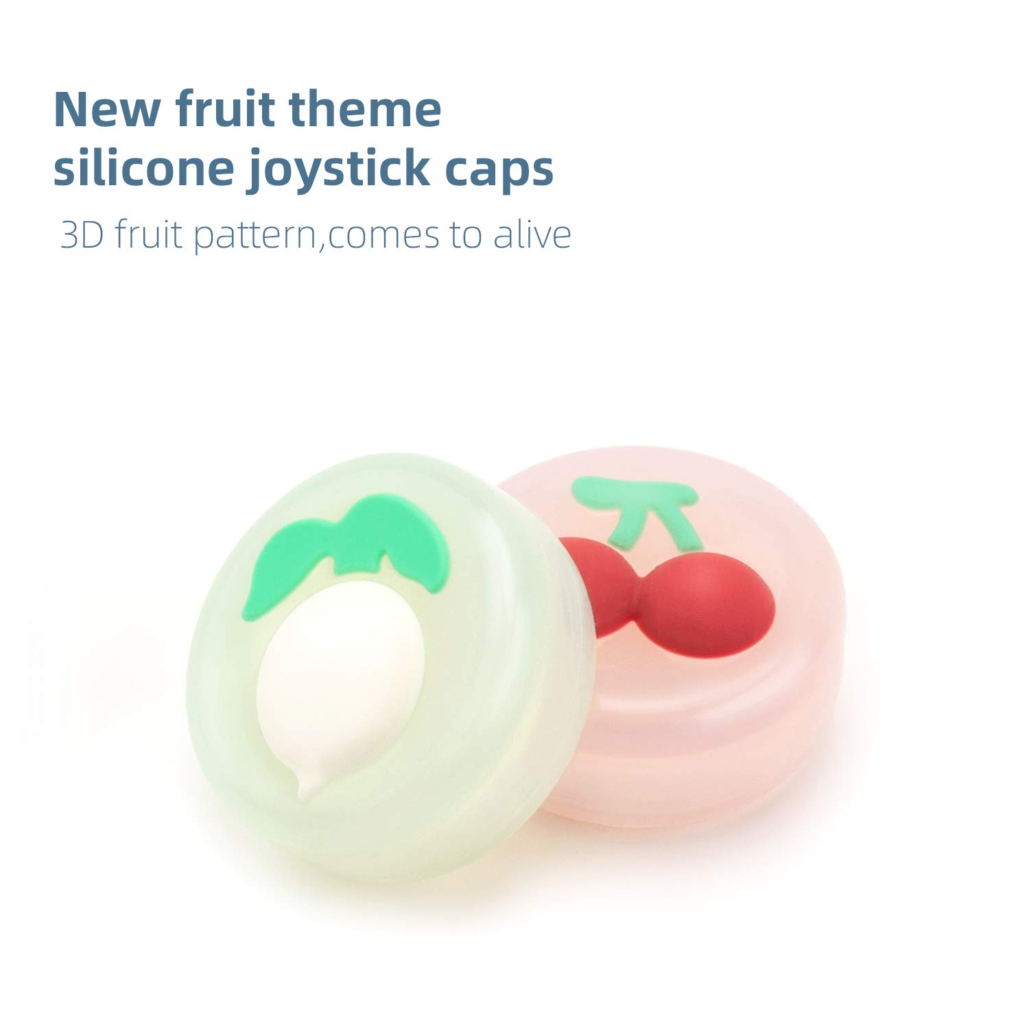 GeekShare Fruit Theme Thumb Grip Caps,Compatible with Nintendo Switch/OLED & Switch Lite,Soft Silicone Joystick Cover,4PICS -- Cherry and Turnip