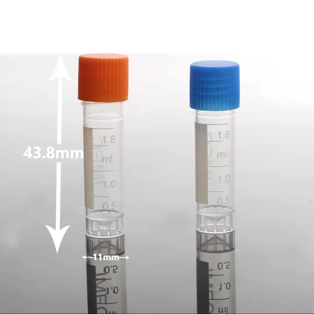 WOHUAFUN 2.0 ml Cryovial, External Cap, Polypropilene Bag x 50 Color Assorted