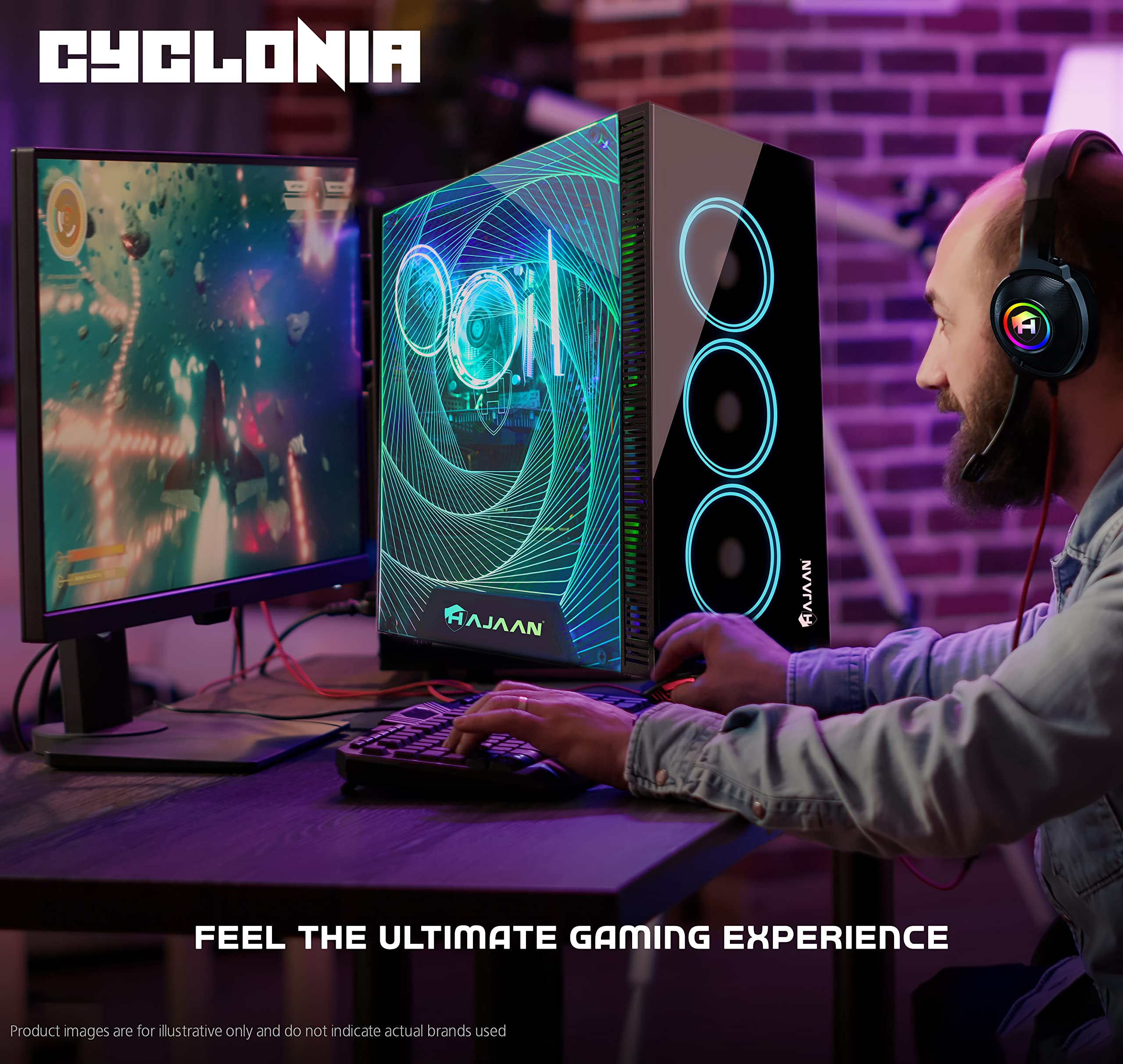 HAJAAN Gaming PC CYCLONIA Tower Computer Desktop - AMD Ryzen 7 5700G Processor Up to 4.6GHz - GeForce RTX 3060 12GB GDDR6-32GB DDR4-1TB SSD - Windows 11 Pro - Wi-Fi & VR Ready