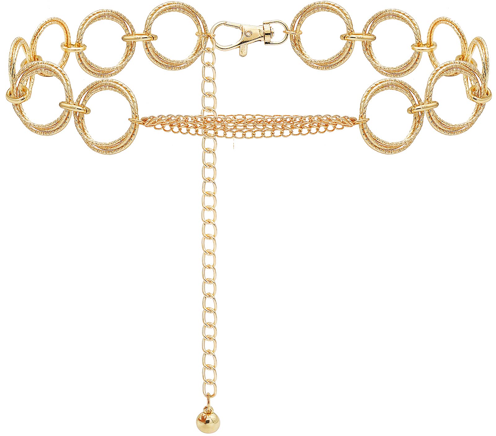 Glamorstar O-Ring Chain Belts for Women Waist Band Belt for Dress Link Chain Gift Large Circle Silver Plus Size 135CM/53.1IN