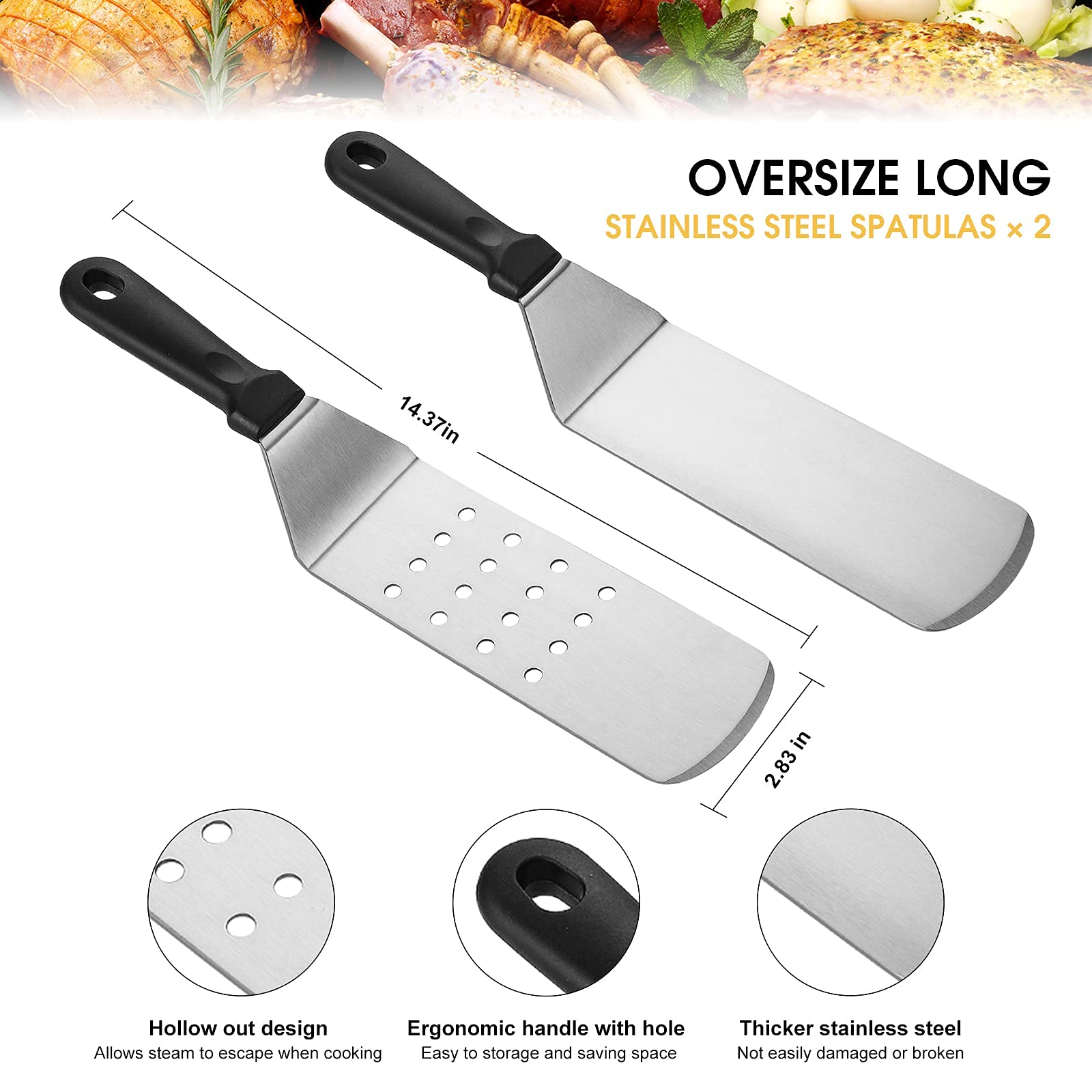 Griddle Accessories Kit, 16PCS Professional Griddle Grill Tools Stainless Steel BBQ Set for Blackstone with Spatula Set, Scraper, Basting Cover for Outdoor & Indoor Barbecue