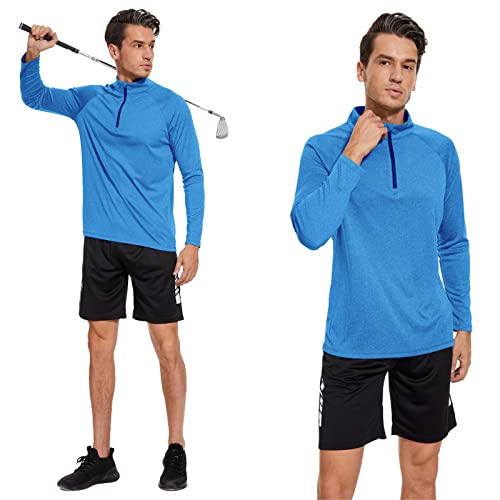 HDLMDFNN Men’s Outactive Shirt Long Sleeve Quick-Dry Breathable UPF 50+ Sun Protection Tees Sky Blue