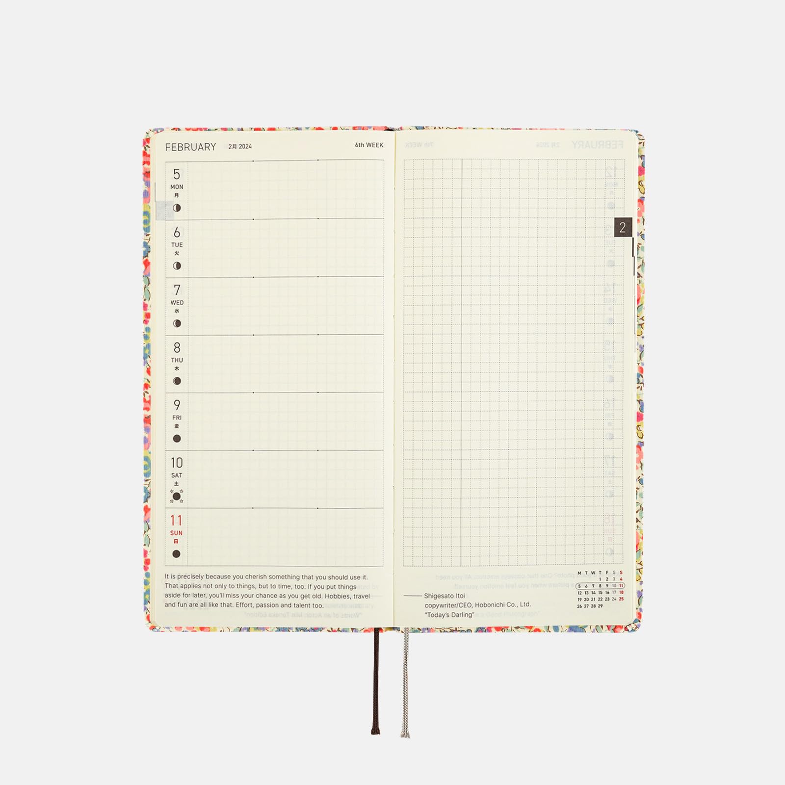 Hobonichi Techo Weeks [English/Tall and Slim Size/January 2024 Start] Liberty Fabrics: Emma and Georgina