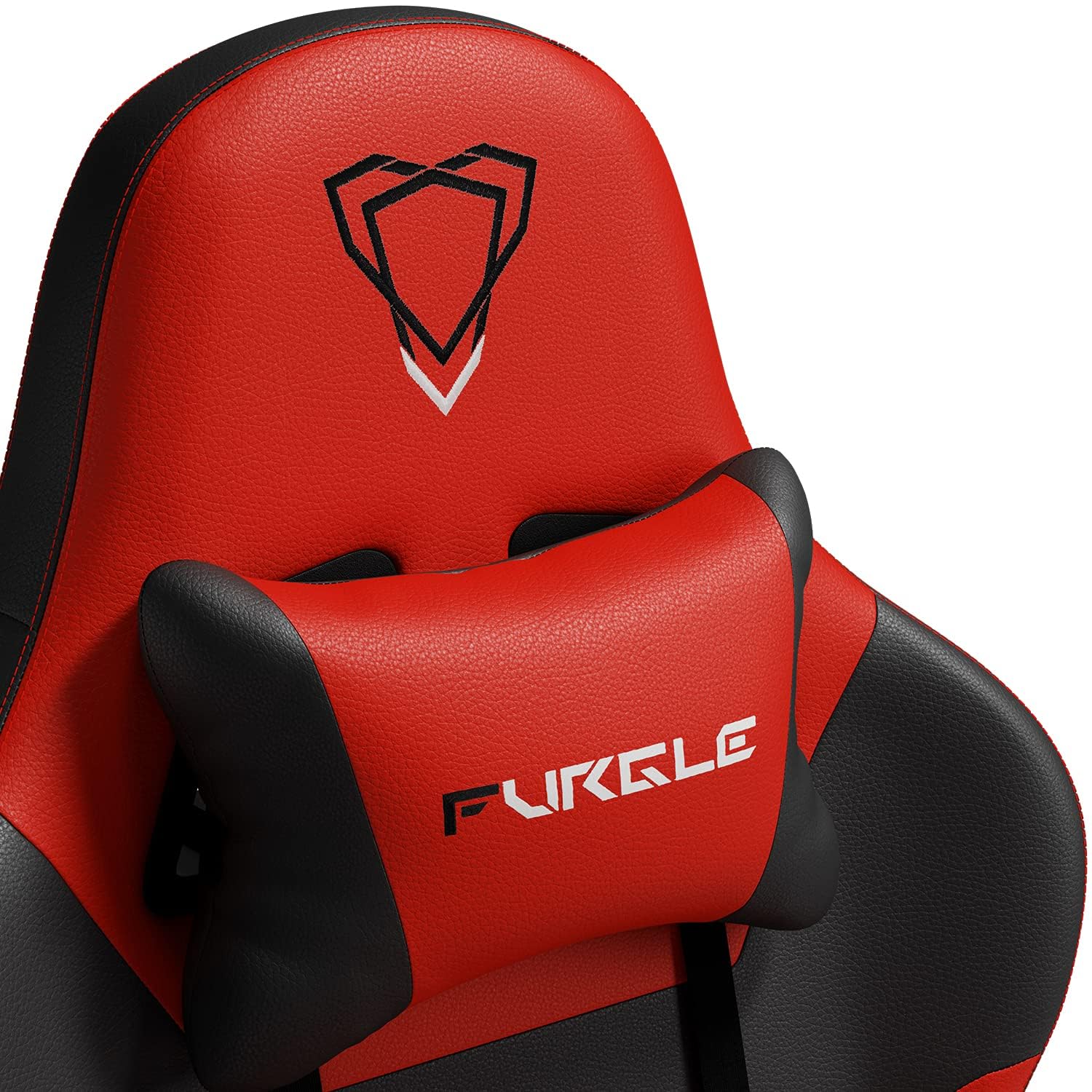 Furgle Gaming Chair with Footrest, Office Ergonomic Computer Chair with Lumbar Support, Height Adjustable Video Gaming Chair with 360°-Swivel Seat and Headrest, (Pro-Black/Red)