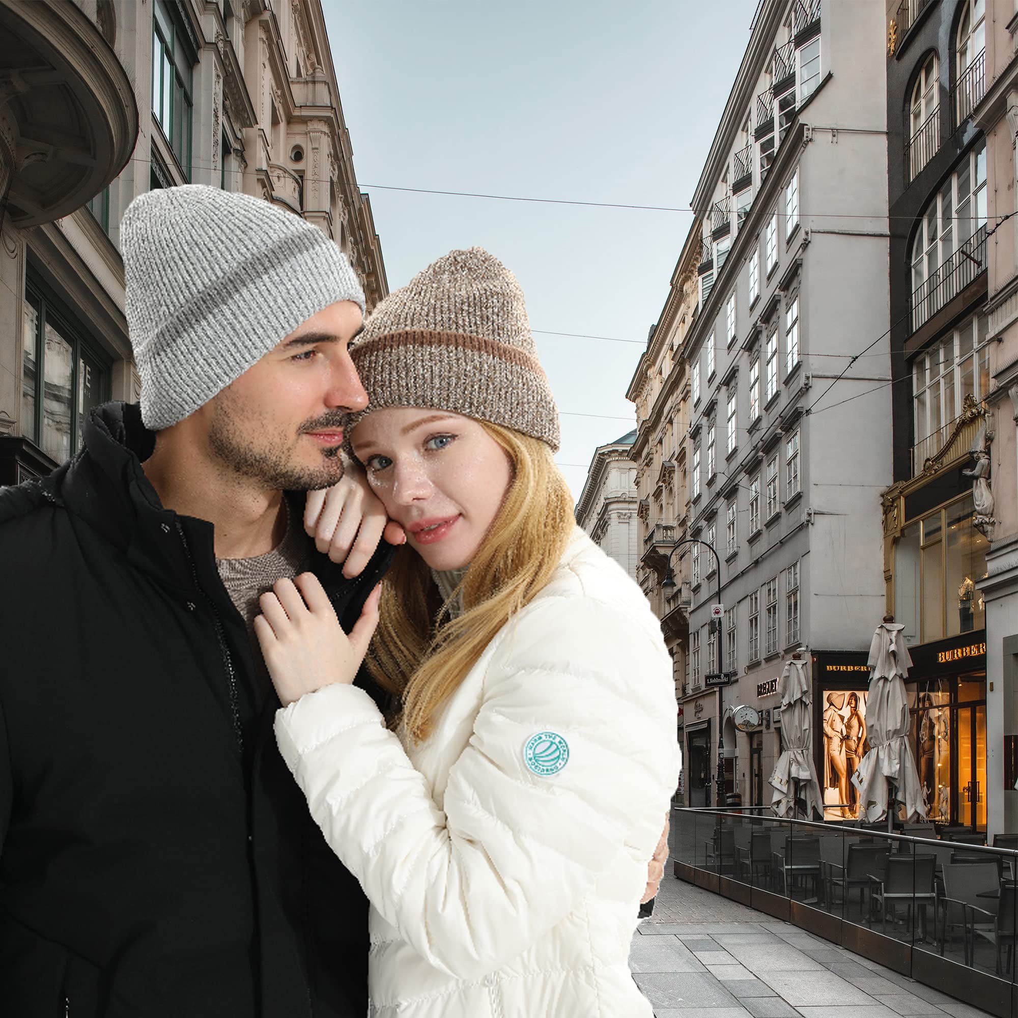 Geyanuo 3 Pack Winter Beanie Hats for Men and Women Warm Fleece Slouchy Beanie Cuffed Stretchy Cable Hat