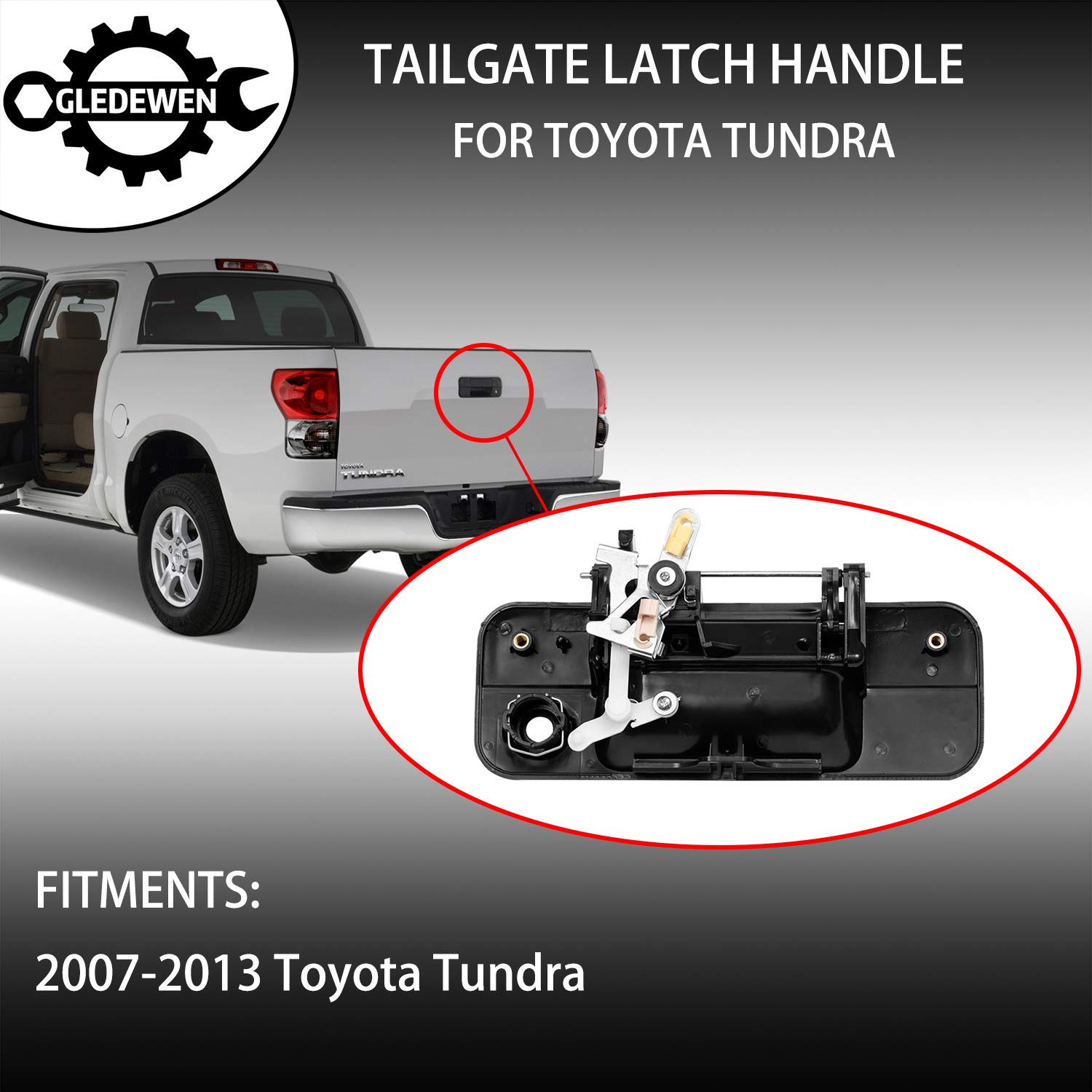 Gledewen Tailgate Handle Liftgate Latch Handle with Keyhole | for 2007-2013 Toyota Tundra | Replaces# 69090-0C040, 690900C040, 81213